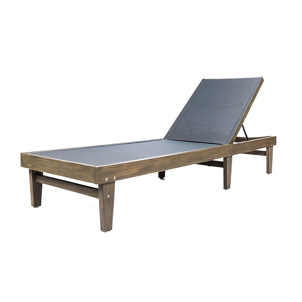 Outdoor Chaise Lounge, Mesh Chaise Lounge With Acacia Wood Frame For ...