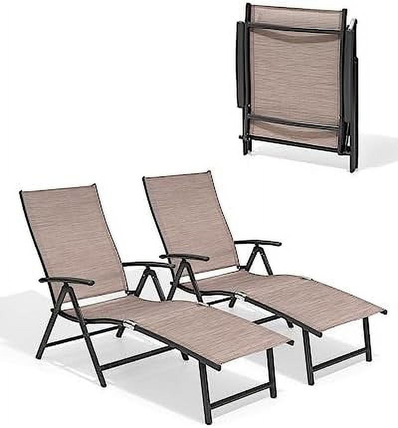 Outdoor Chaise Lounge Set of 2, Aluminum Pool Lounge Chairs with ...