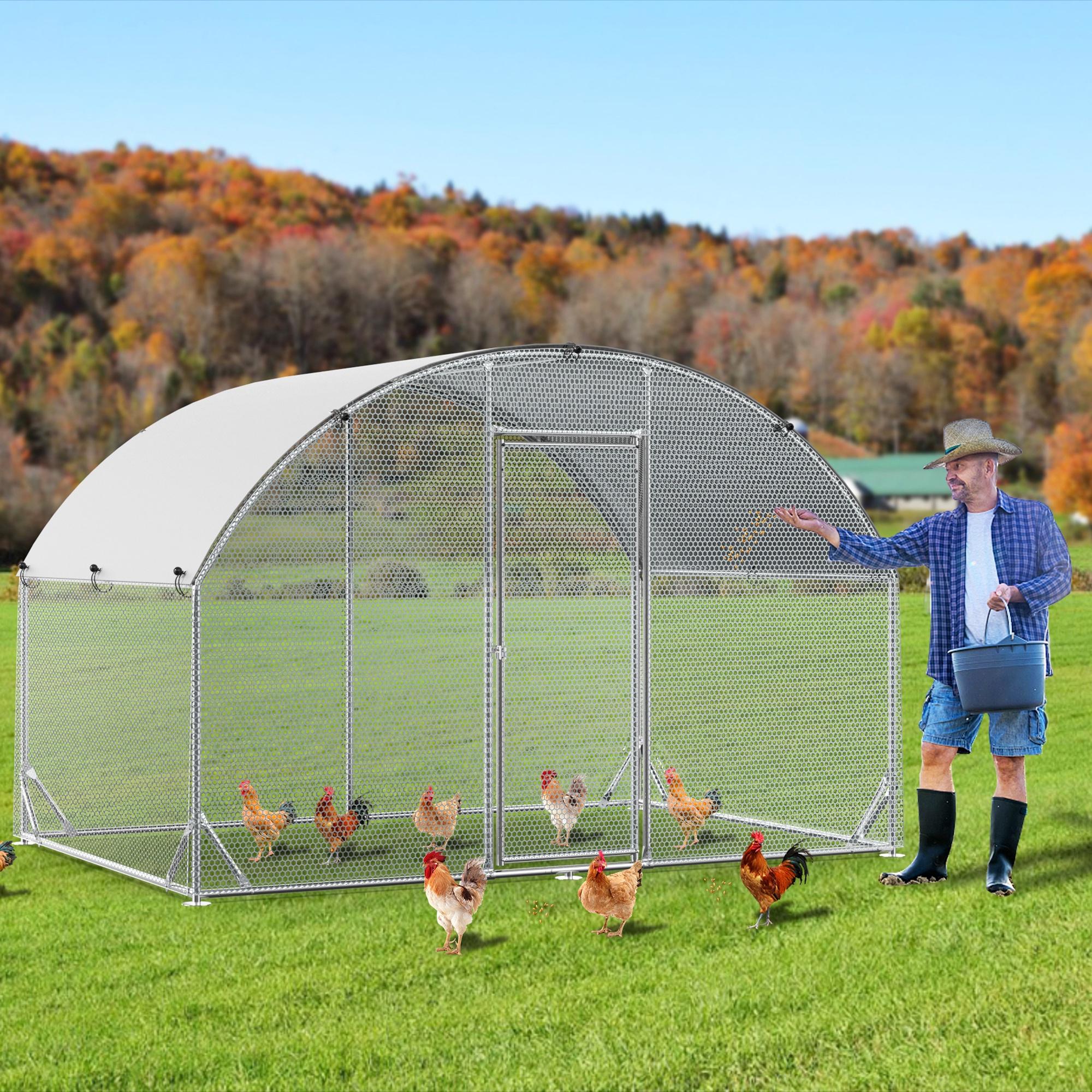 Outdoor Chicken Cages and Pens 6.5'W x 10'L x 6.54'H, Large Metal ...