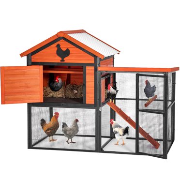 "Pefilos 74"" Predator-Proof Outdoor Chicken Coop, Waterproof PVC Roof ...