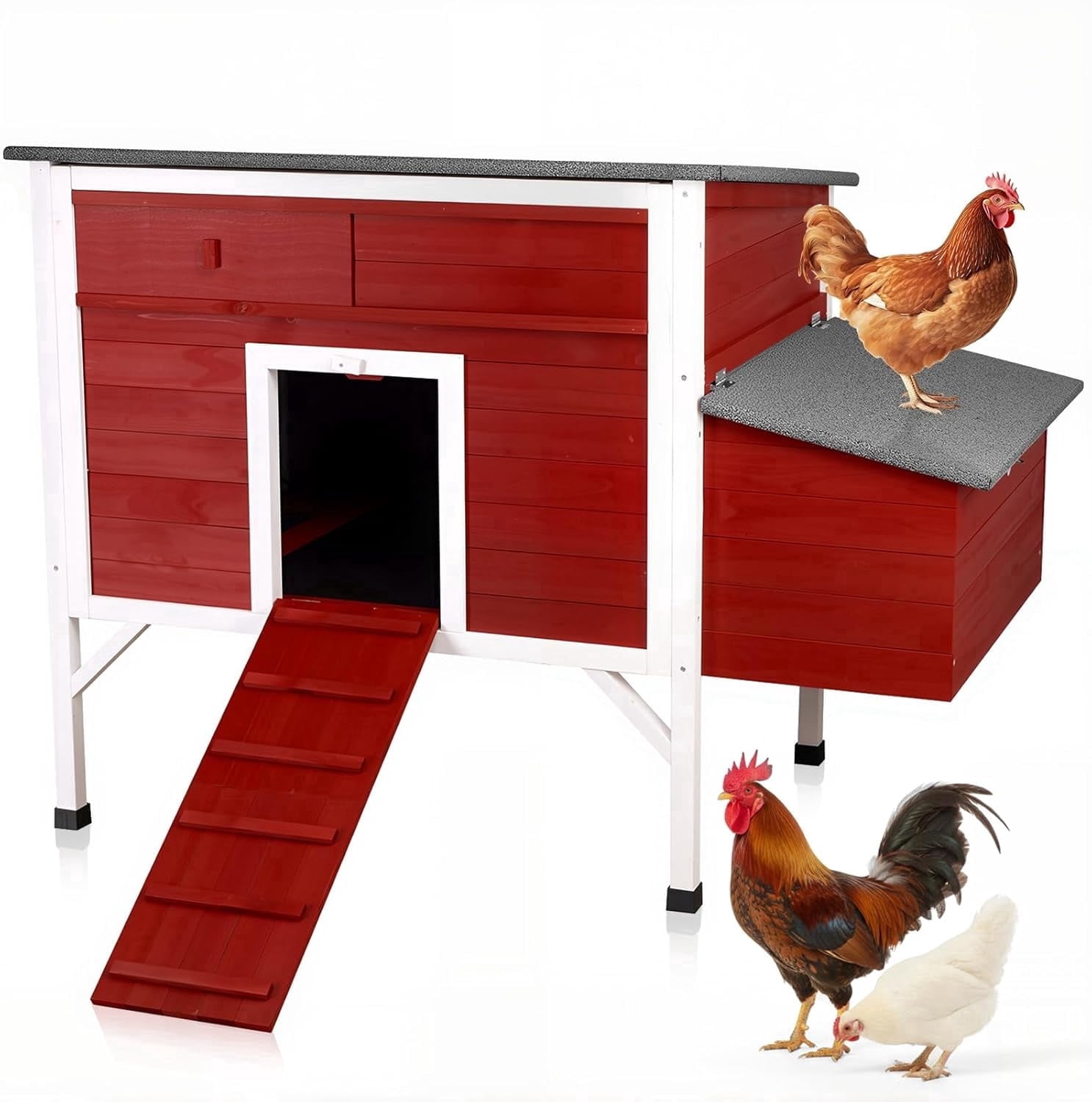 Outdoor Chicken Coop Weatherproof Wooden Hen House Small Animal Pet ...