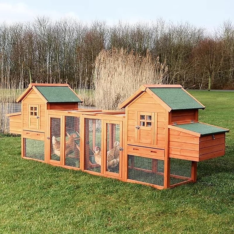 Outdoor Chicken Coop for 4-8 Chickens Wooden Hen Rabbit House Poultry ...