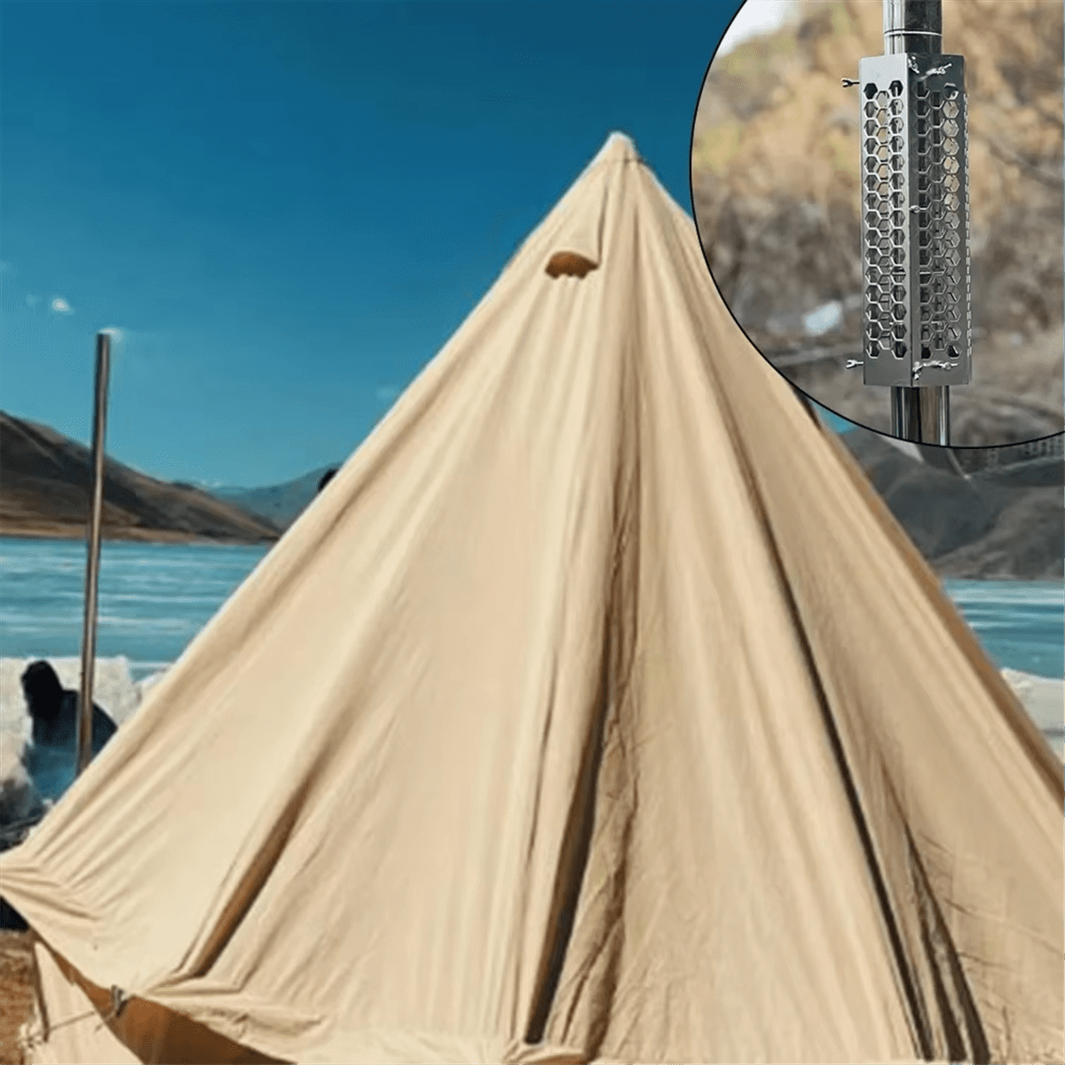 Outdoor Chimney Net Camping Hot Tent Wood Stove Adjustable Screw Rod ...