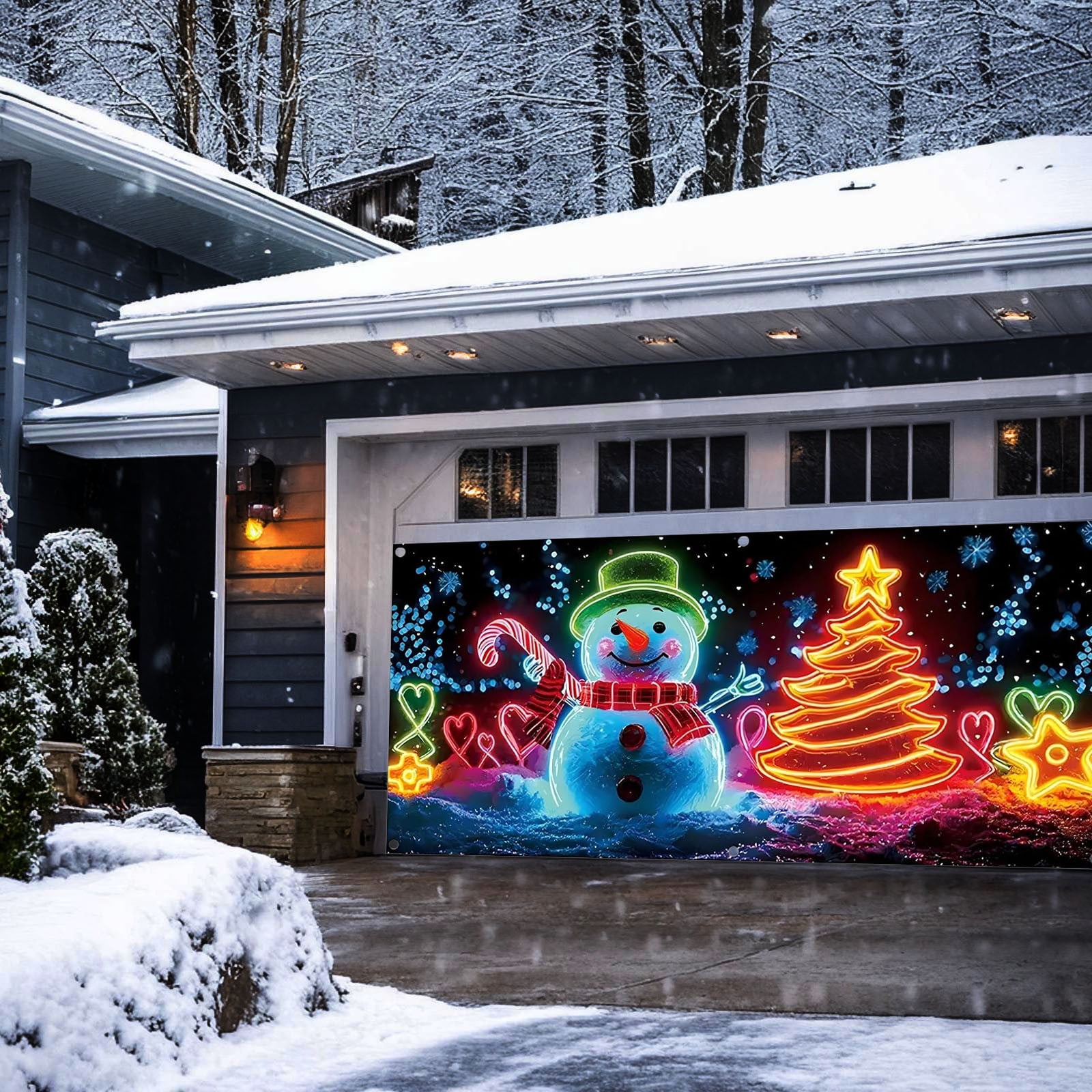 Outdoor Christmas Banner 2025, Waterproof Christmas Garage Door Cover ...