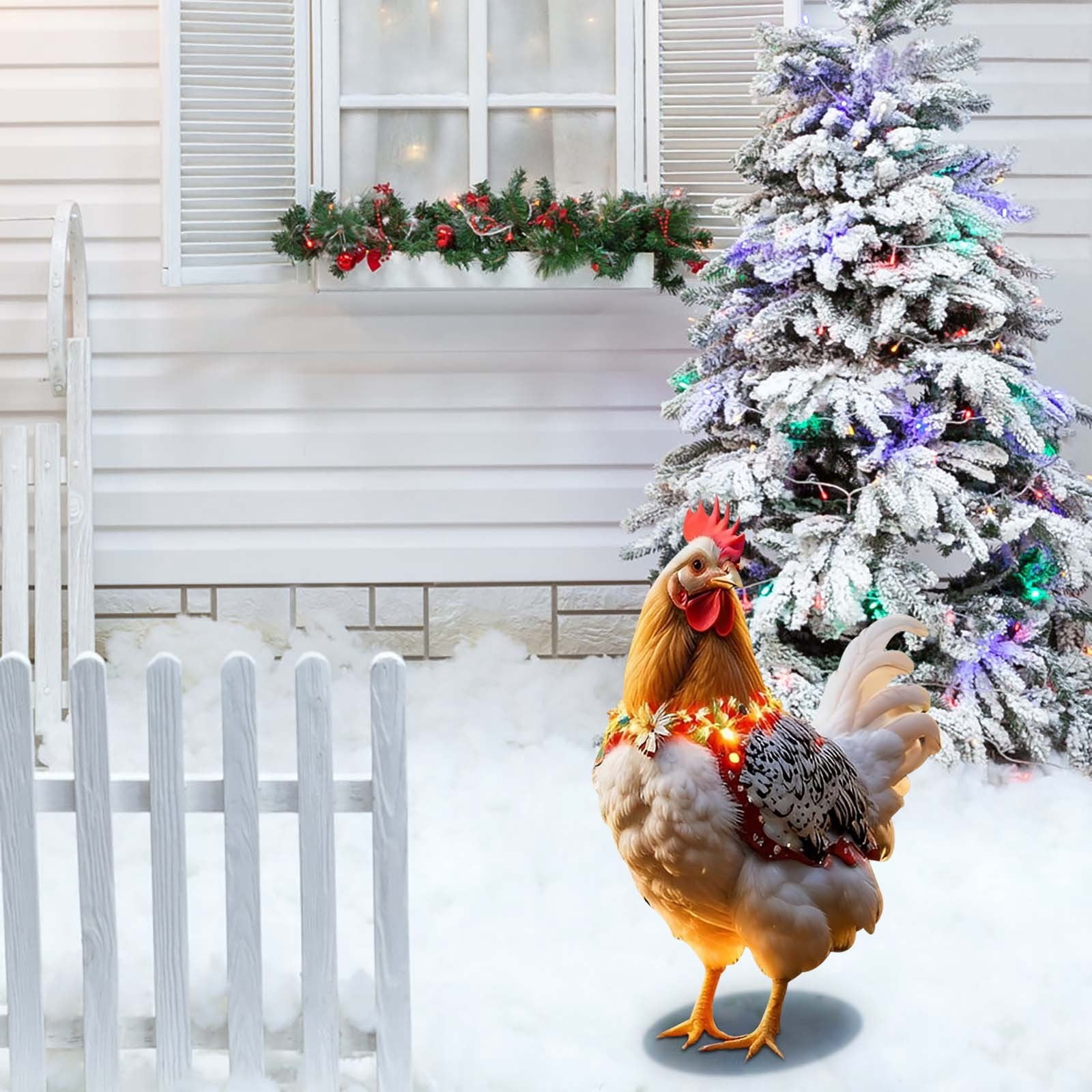 Outdoor Christmas Chicken Ground Stake, Garden Yard Animal Plug ...