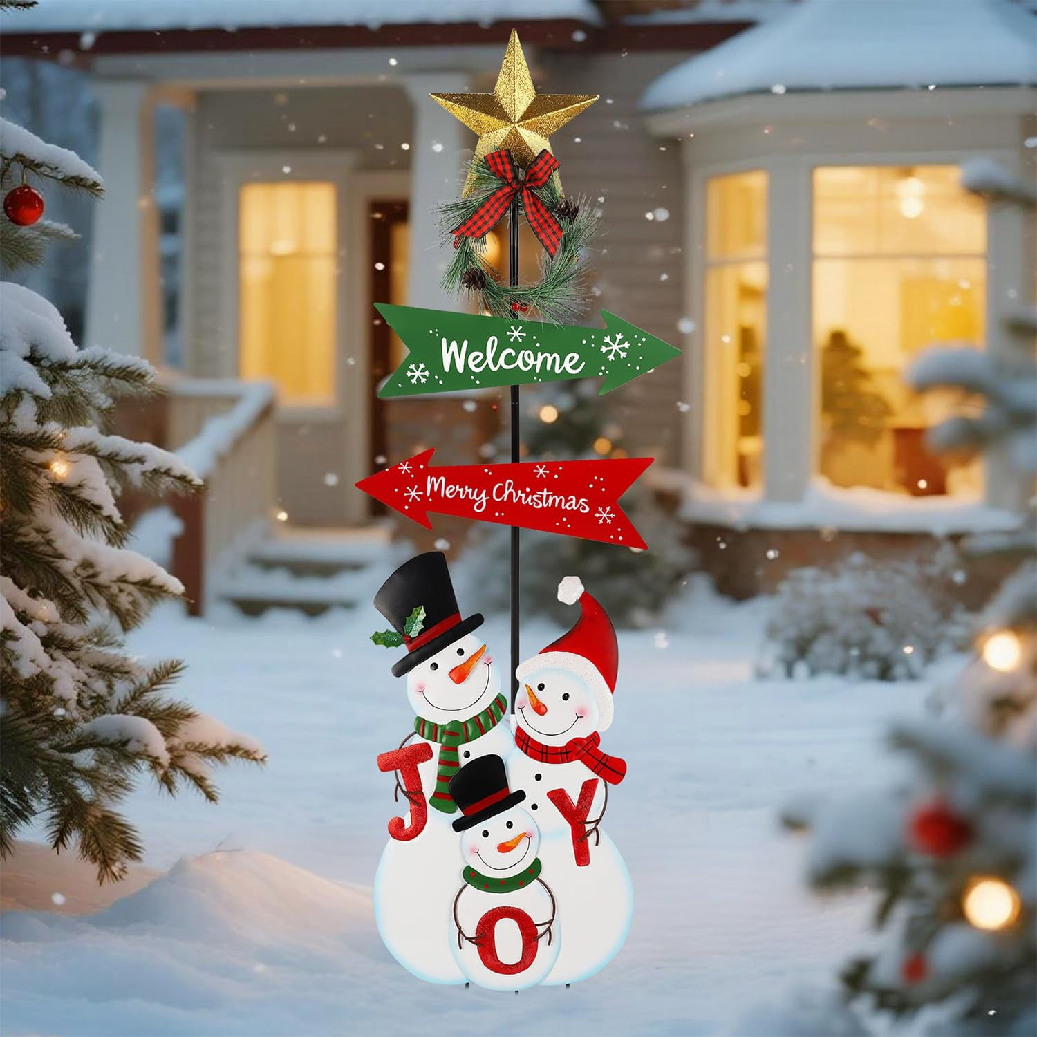 Outdoor Christmas Decorations, 50" Height Christmas Snowmen Yard Signs ...