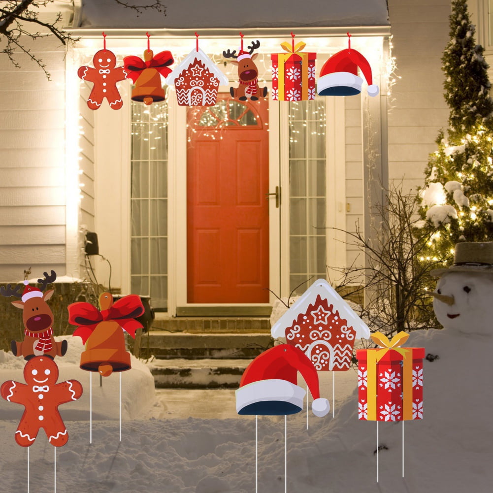 Outdoor Christmas Decorations - 6Pcs Candy Xmas Yard Stakes Signs - New ...