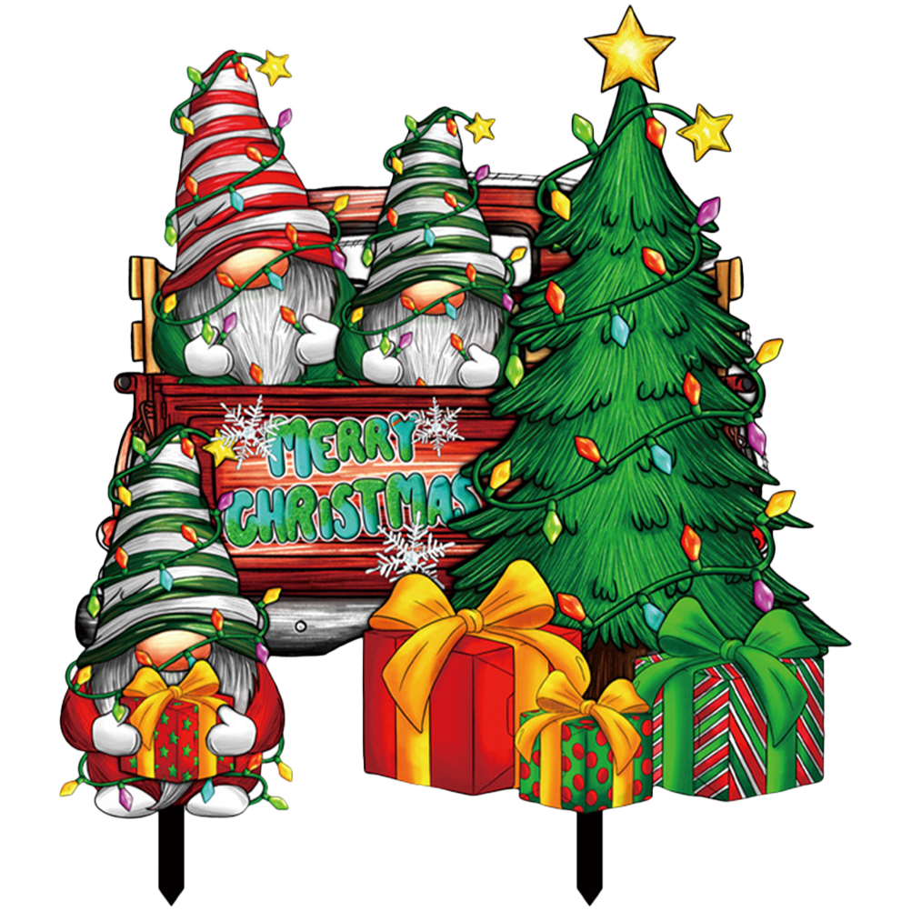 Outdoor Christmas Decorations Backyard & Garden Signs with Stake Gnome ...