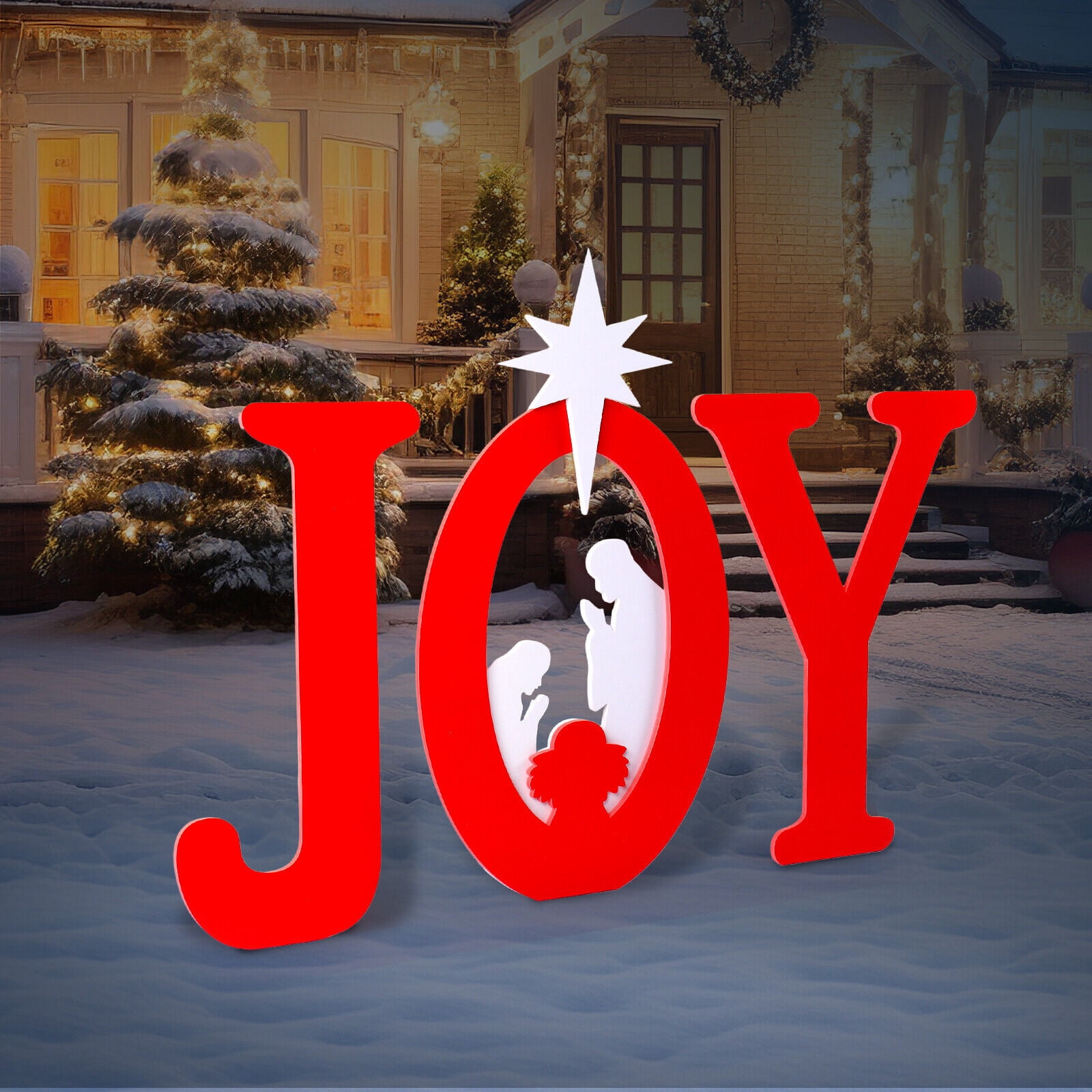 Outdoor Christmas Decorations JOY Nativity Lawn Scenes Set Yard Decor ...
