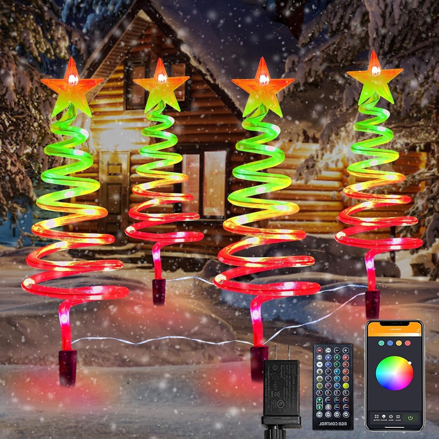 Outdoor Christmas Decorations Lights, Smart Spiral Christmas Tree ...