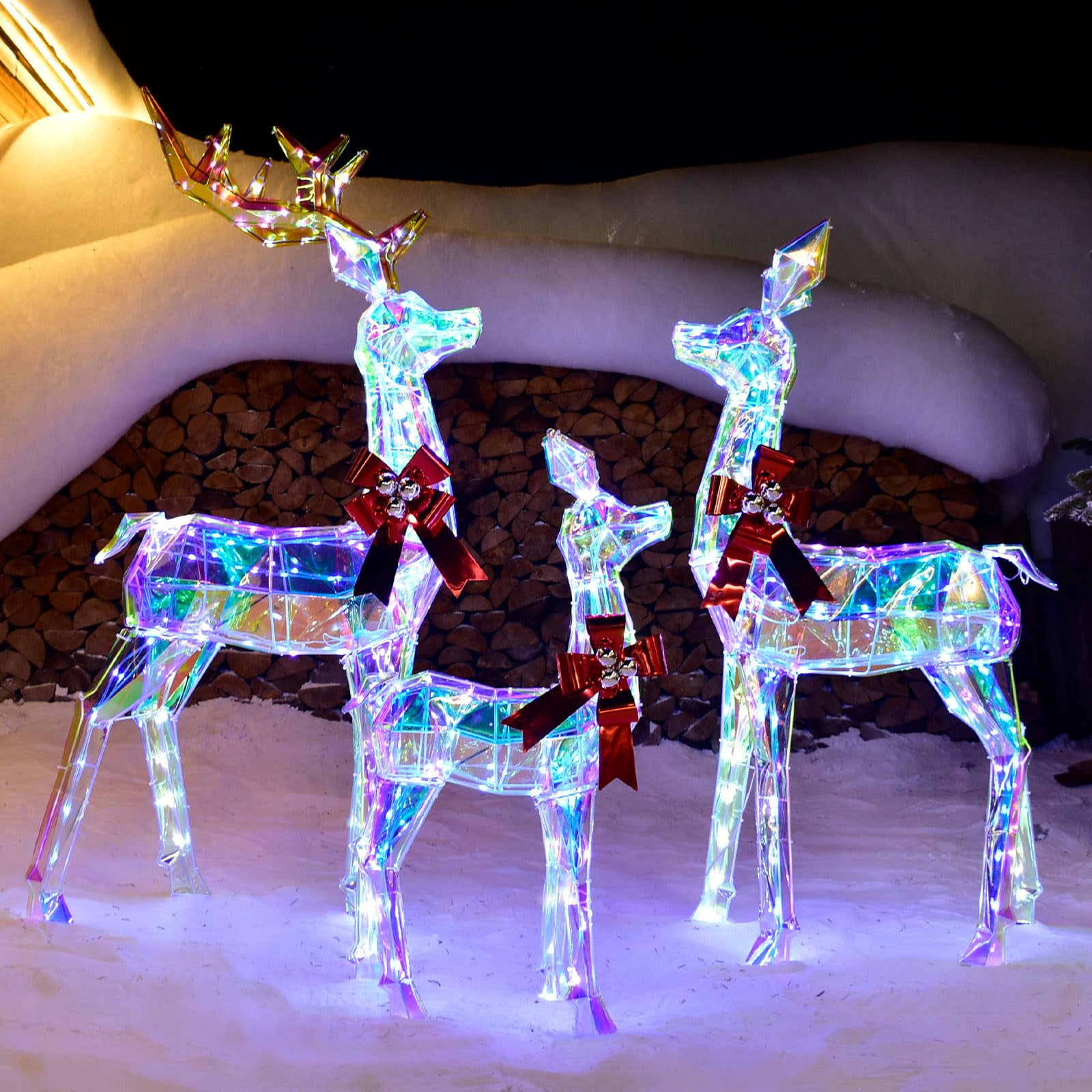 Outdoor Christmas Decorations Reindeer Family - Light Up Deer 3 Set ...