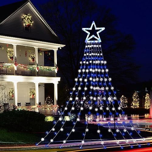 Outdoor Christmas Decorations Star Lights String,317 LED 11.5 ft ...