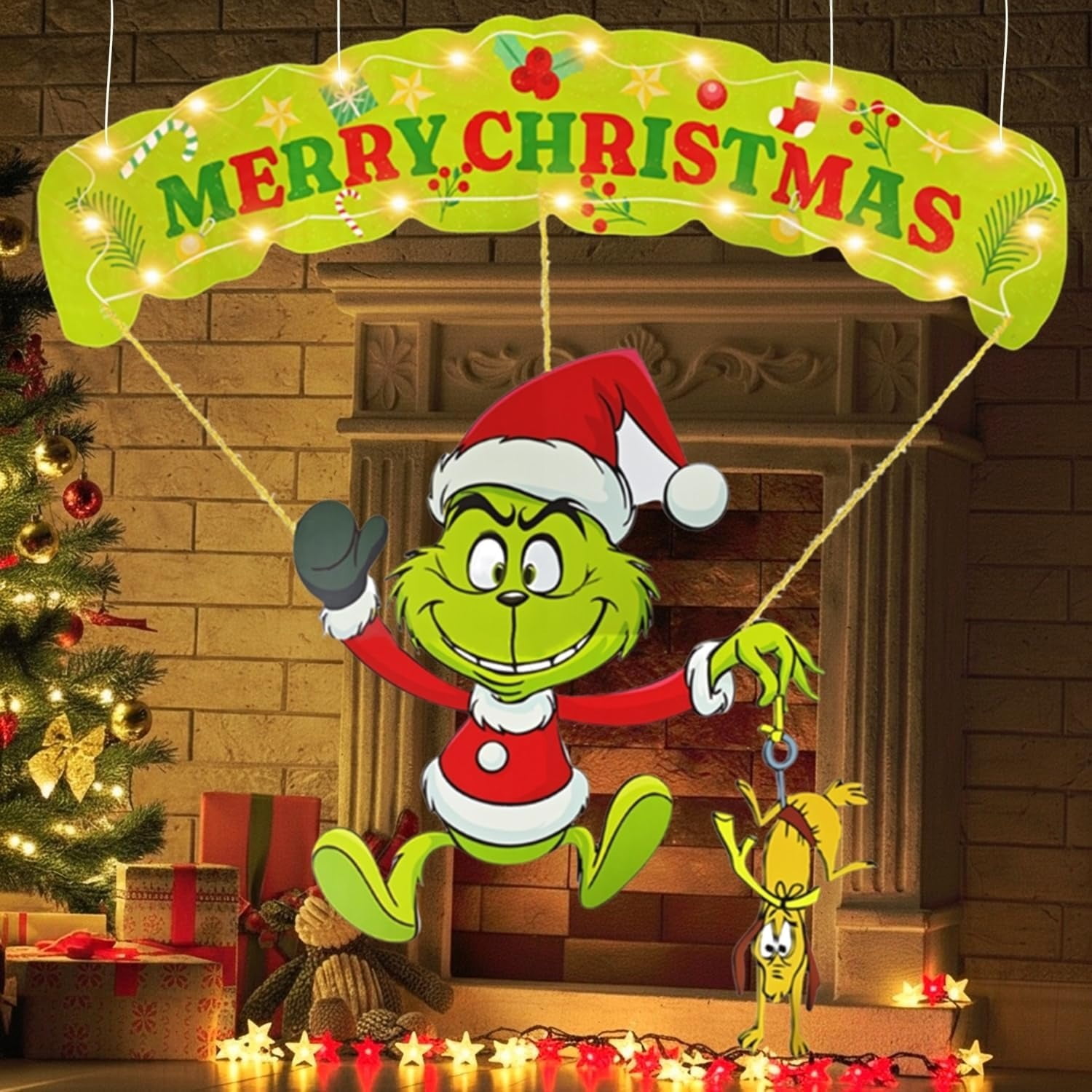 Outdoor Christmas Home Decorations, 7Pcs Lights Up Christmas Parachute ...