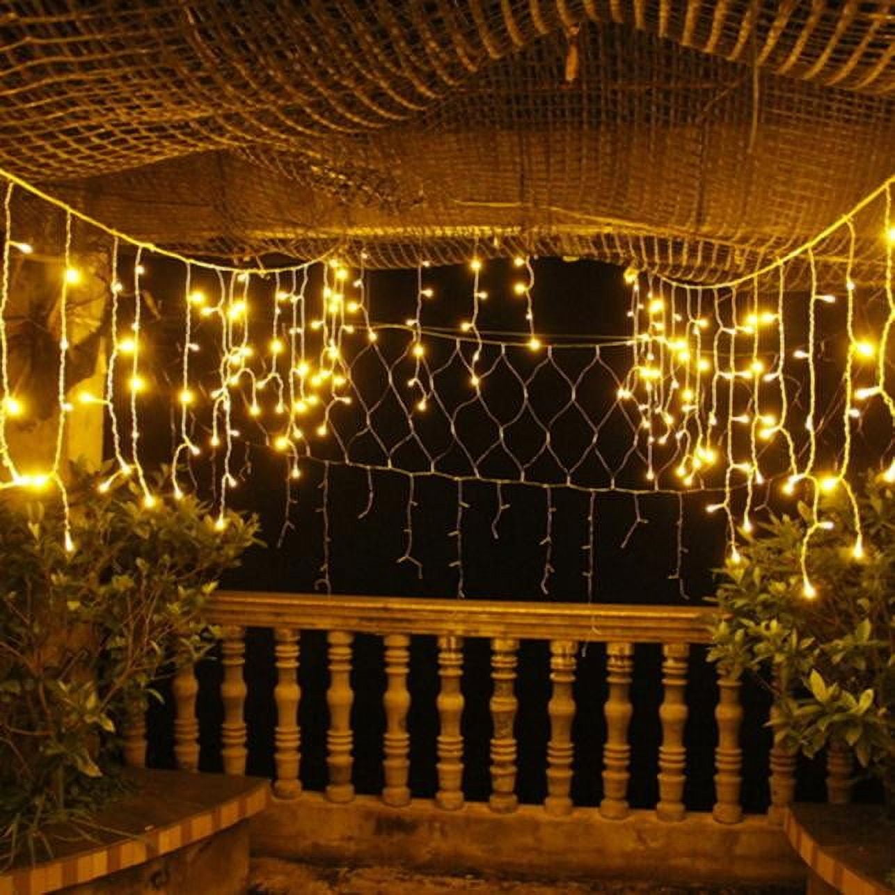 Outdoor Christmas Lights Warm Icicles 120 LED Fairy String Solar LED ...