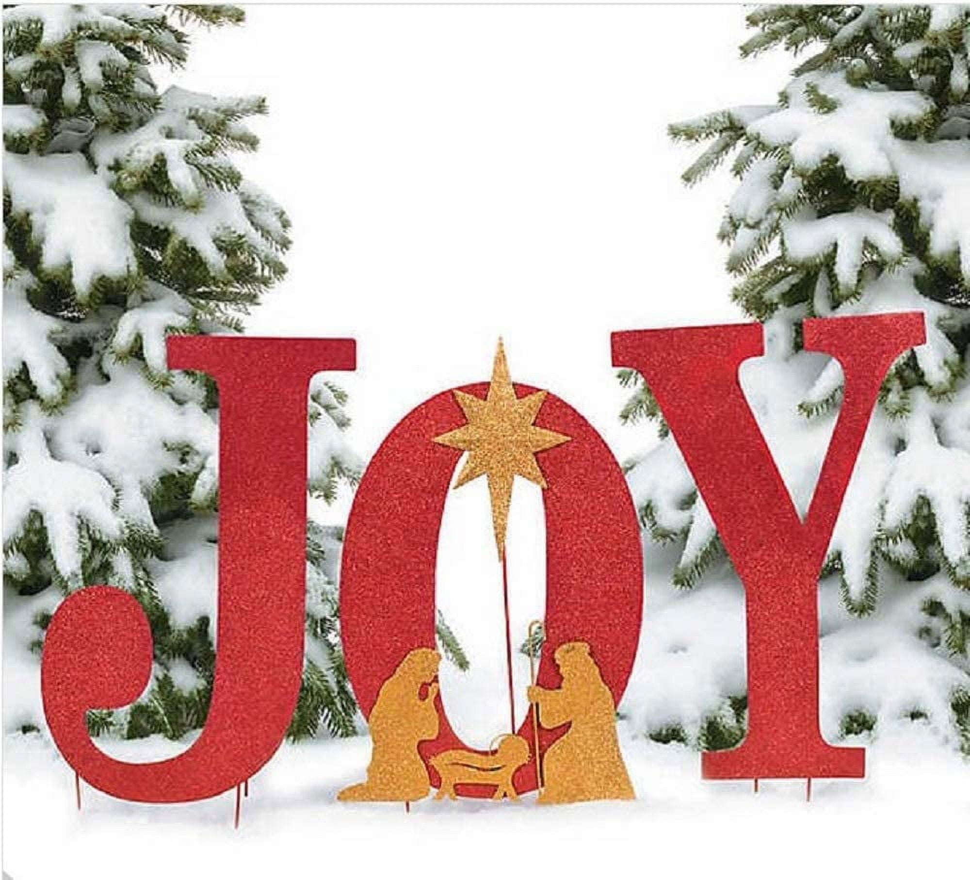 Outdoor Christmas Nativity Sign Joy 26.5" x 17.75" Plastic Celebratory ...