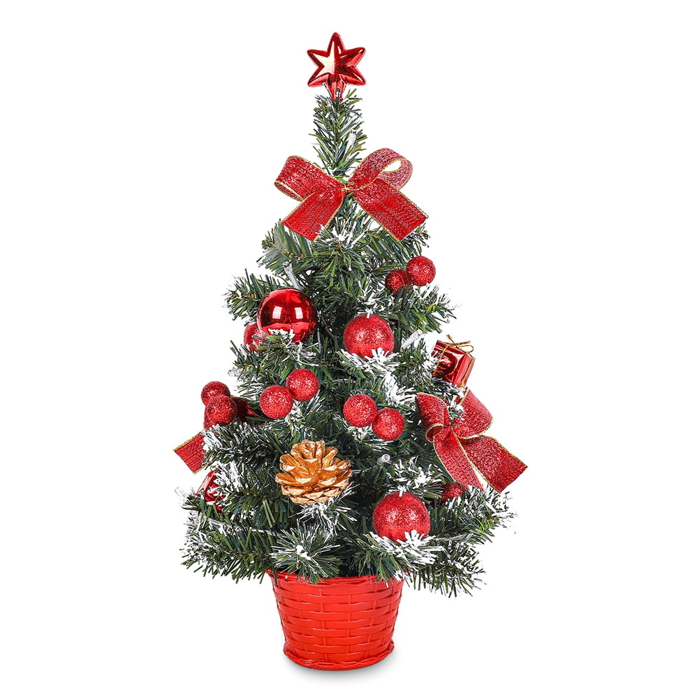 17.7Inch Pre-lit LED Outdoor Xmas Tree with Ornaments, Waterproof ...