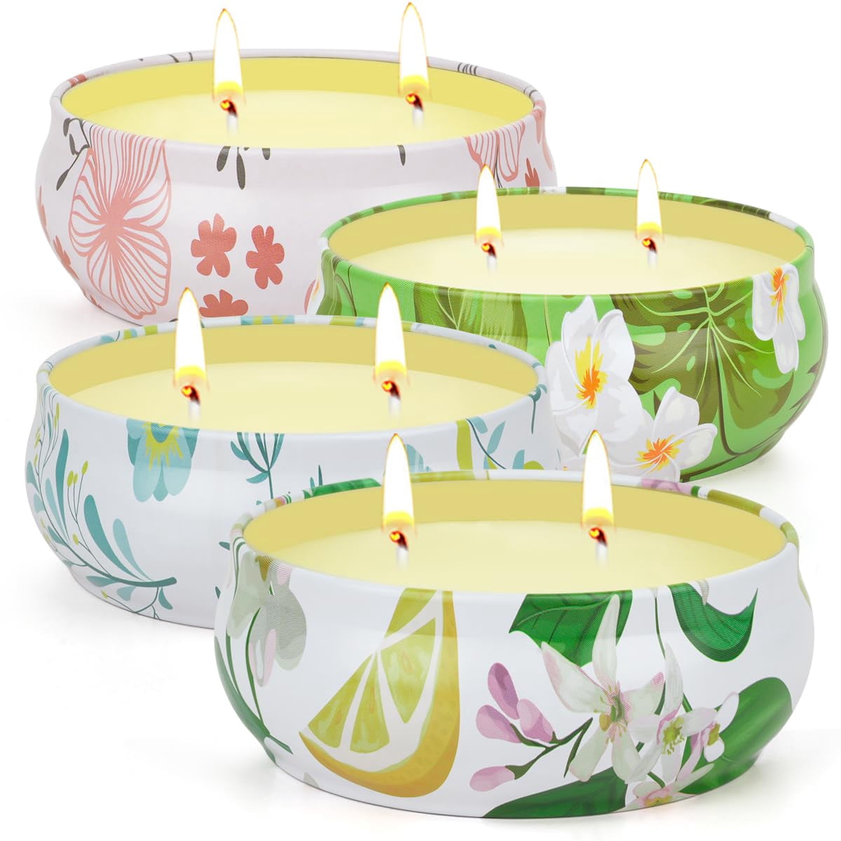 Citronella Candles Outdoor, 4 Pack Soy Wax Lemongrass Candles ...