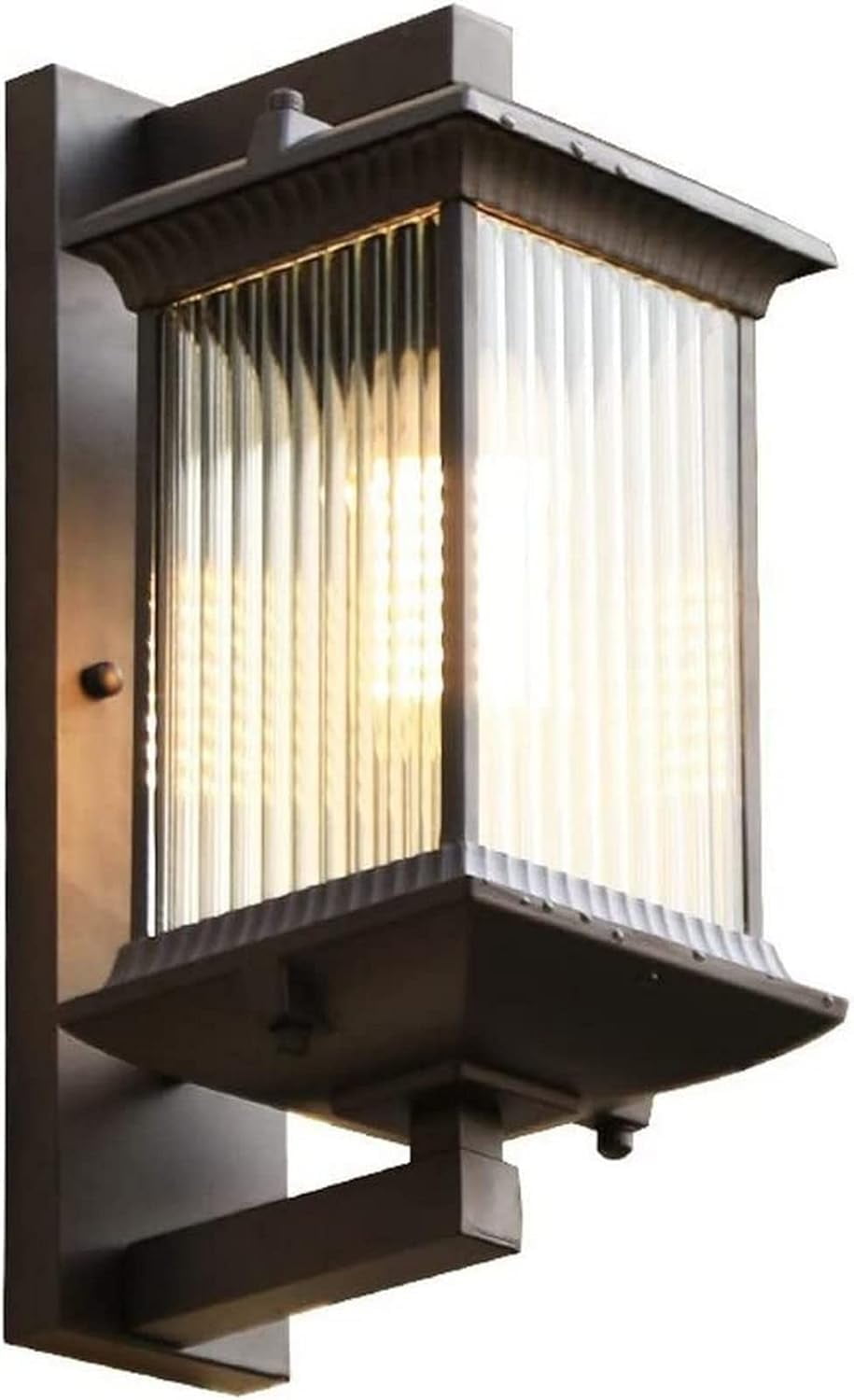 Outdoor Classic Country Garden Aluminum Bracket Lantern Sconce with Glass Shade Retro Fixture ...