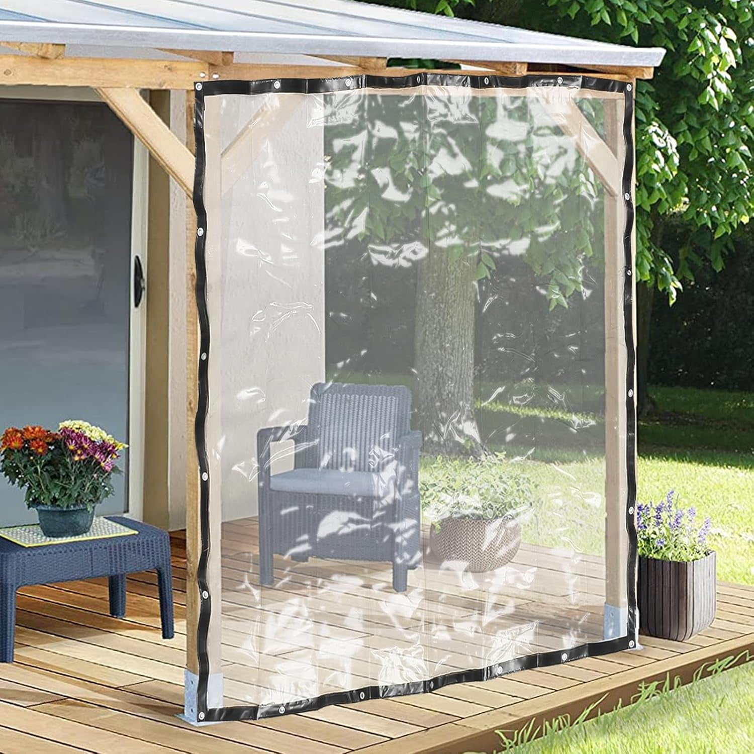Outdoor Clear Panel Curtain, PVC Outdoor Clear Curtain, All Weather ...