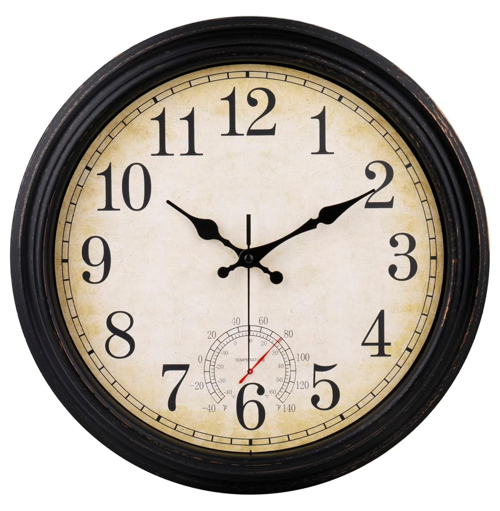 Outdoor Clock 16 Inch Large Wall Clocks Waterproof with Thermometer for ...