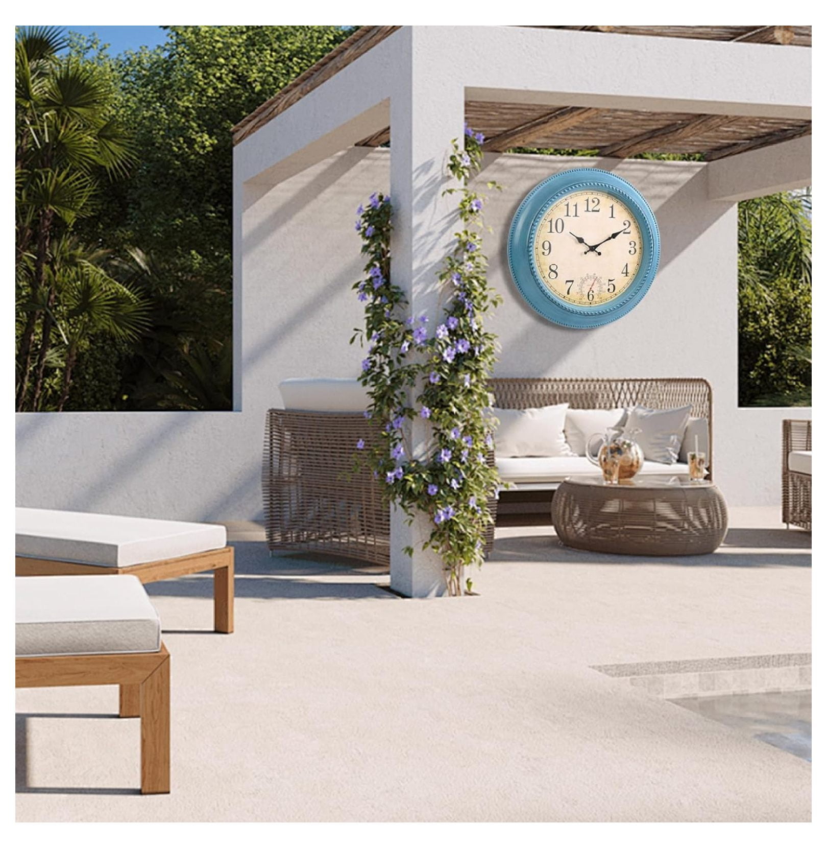 Outdoor Clock 18 Inch Large Wall Clocks with Thermometer Waterproof for ...
