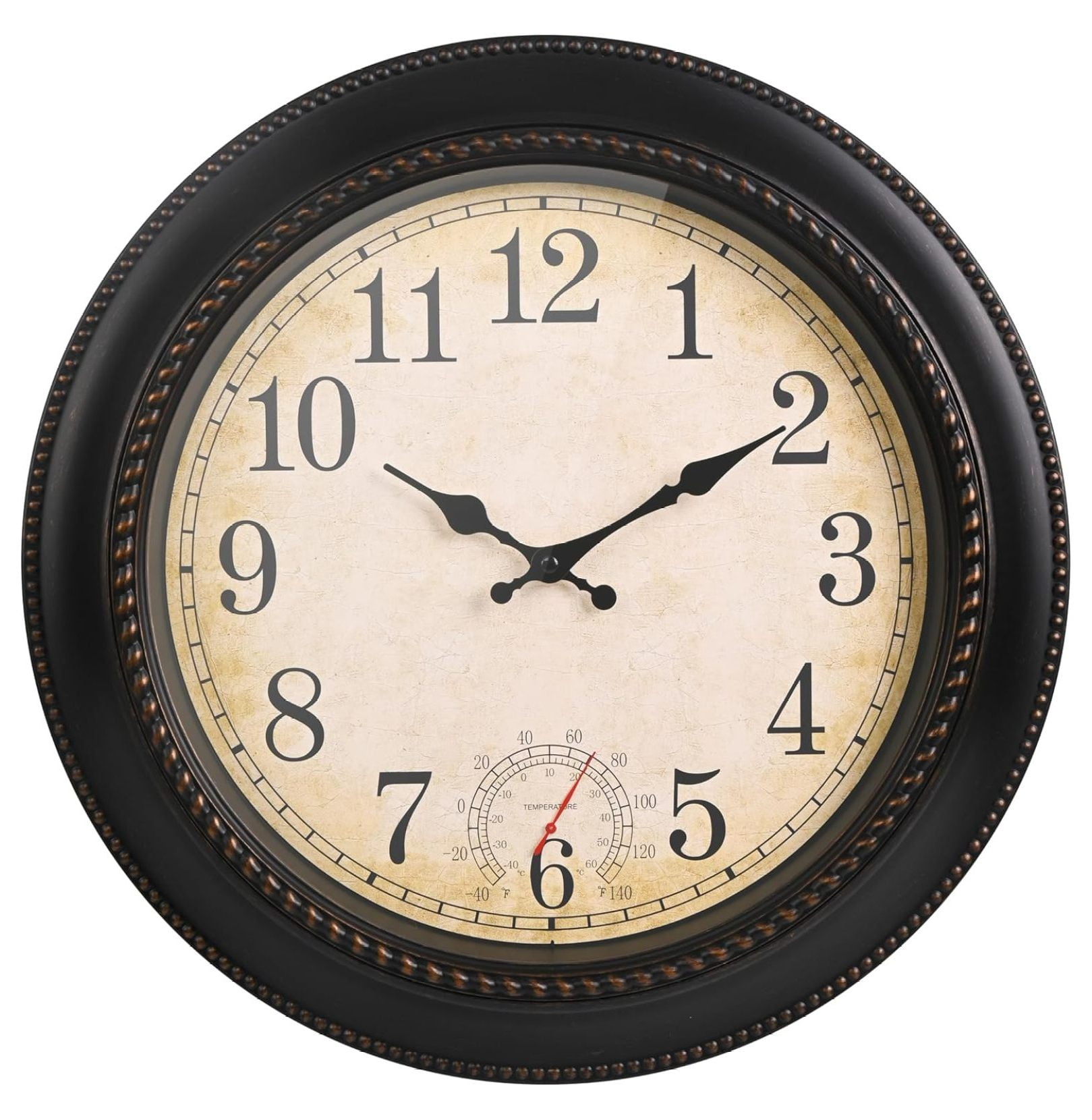 Outdoor Clock 18 Inch Large Wall Clocks with Thermometer Waterproof for ...