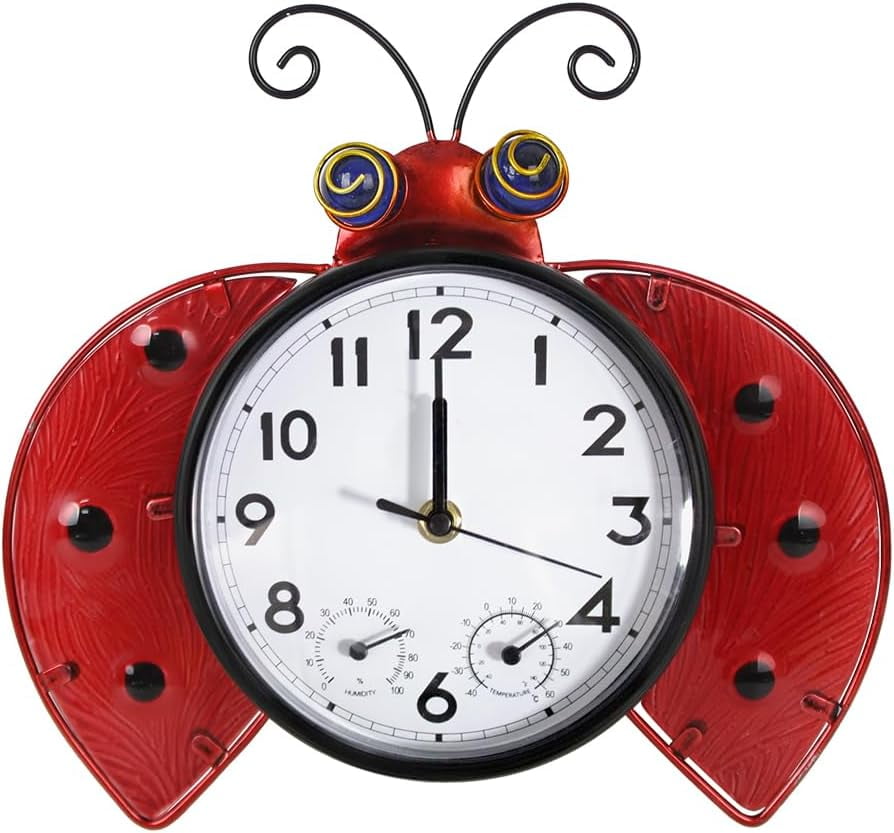 Outdoor Clock Silent Non-Ticking, Outdoor Wall Clocks with Thermometer ...