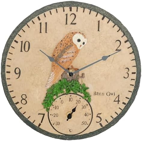 Outdoor Clock with Thermometer, Poly Resin Indoor and Outdoor Clock ...