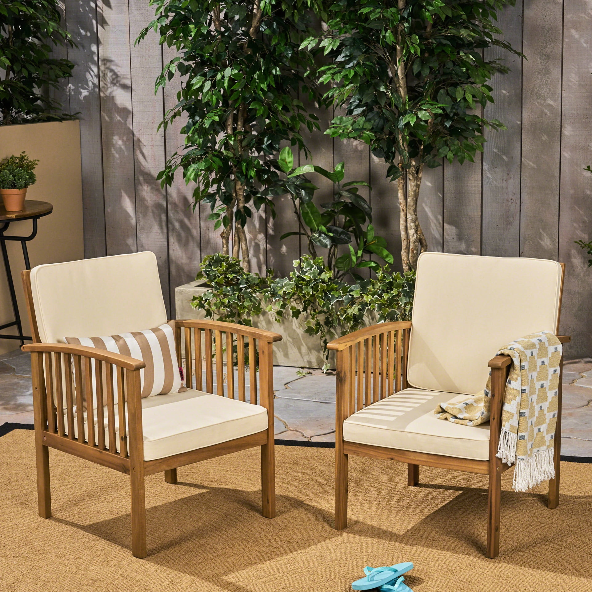 Outdoor Club Chairs - Deep Seating And Water- Fabric Cushions 2 For ...