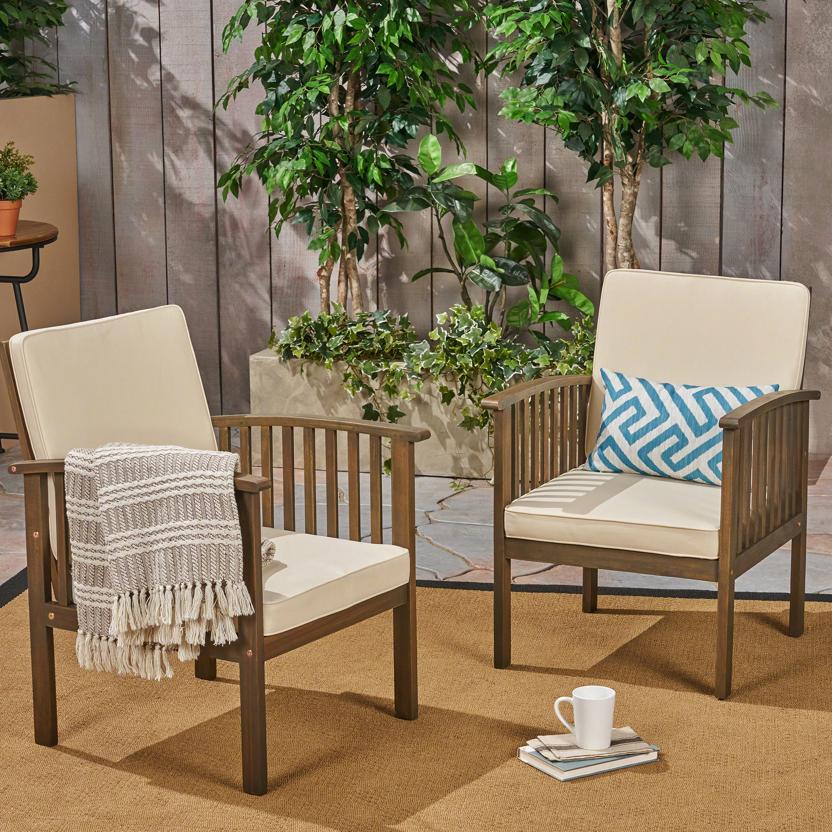 Outdoor Club Chairs in Acacia Wood, 2-Piece Set | Handmade Details and ...