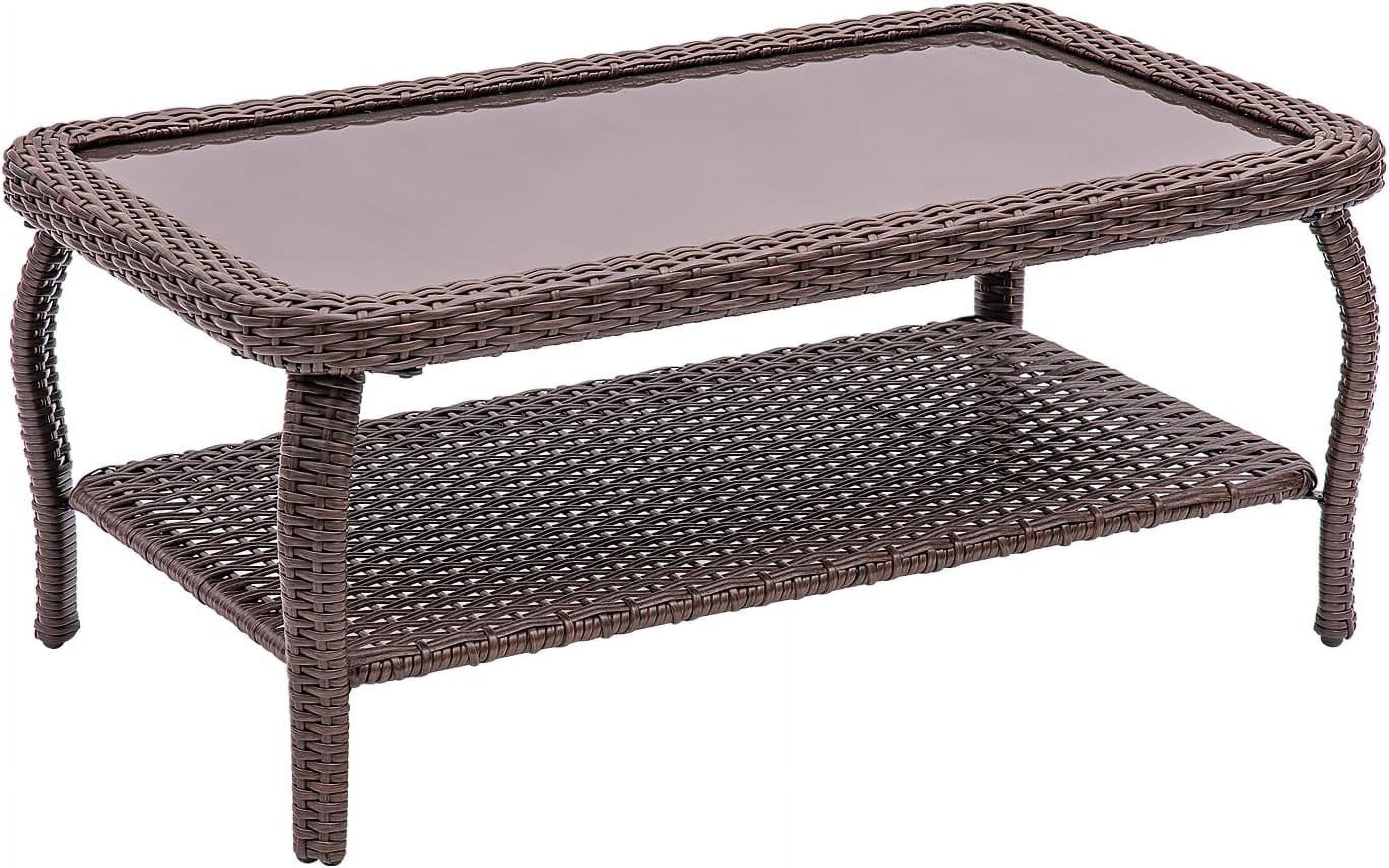 Outdoor Coffee Table for Patio with Tempered Glass Top, Rectangular 40 ...