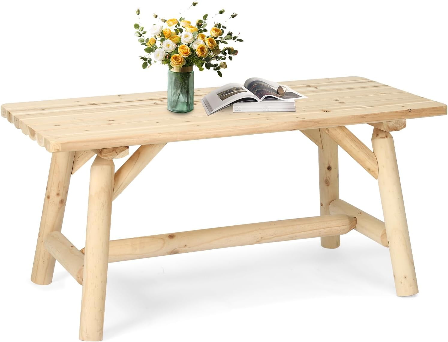 Outdoor Coffee Table, Thick Wooden Patio Adirondack Coffee Table with ...