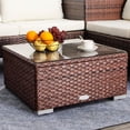Outdoor Coffee Table Wicker Patio Side Table with Glass Top, 25.2in ...