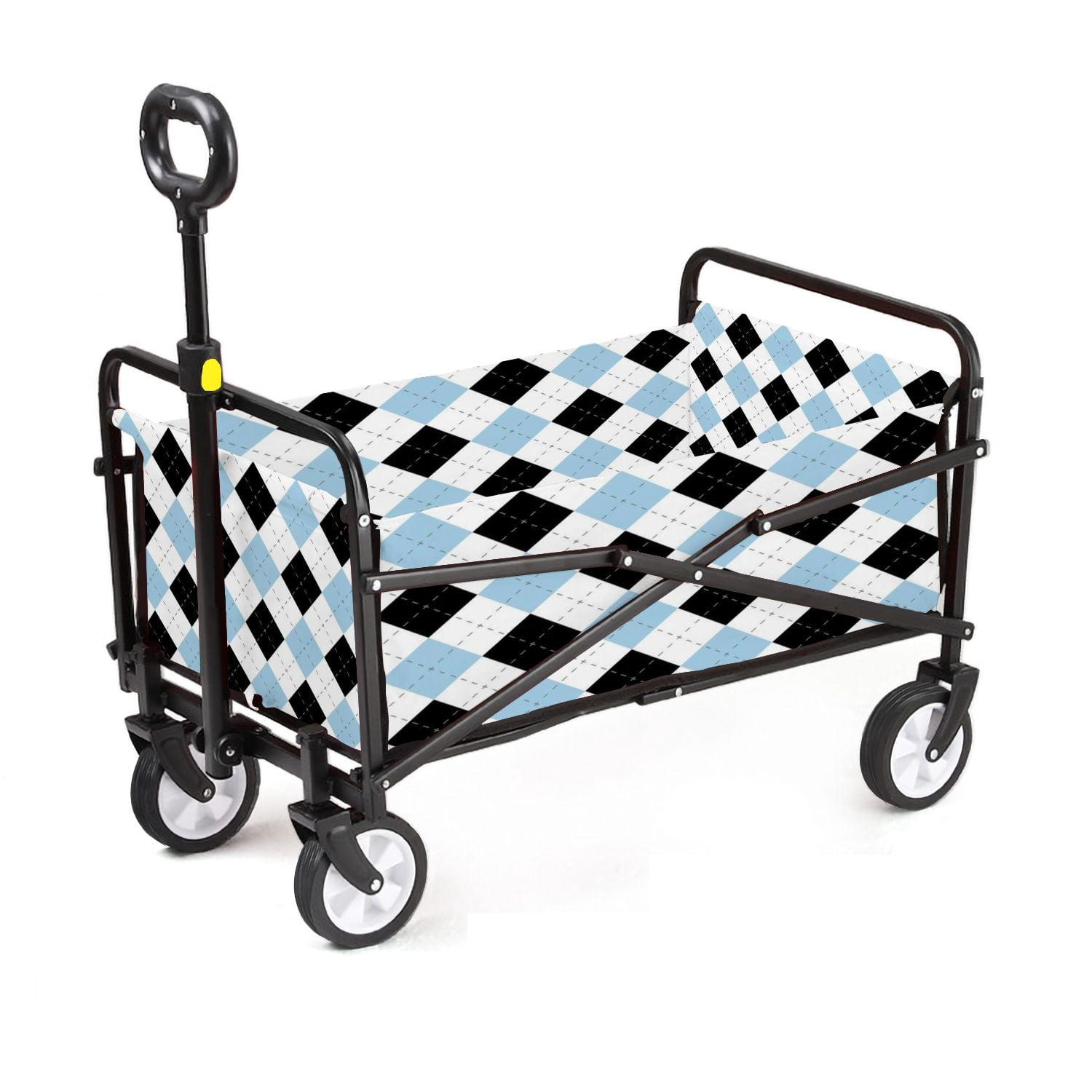 Outdoor Collapsible Wagon Argyle pattern light blue black white ...