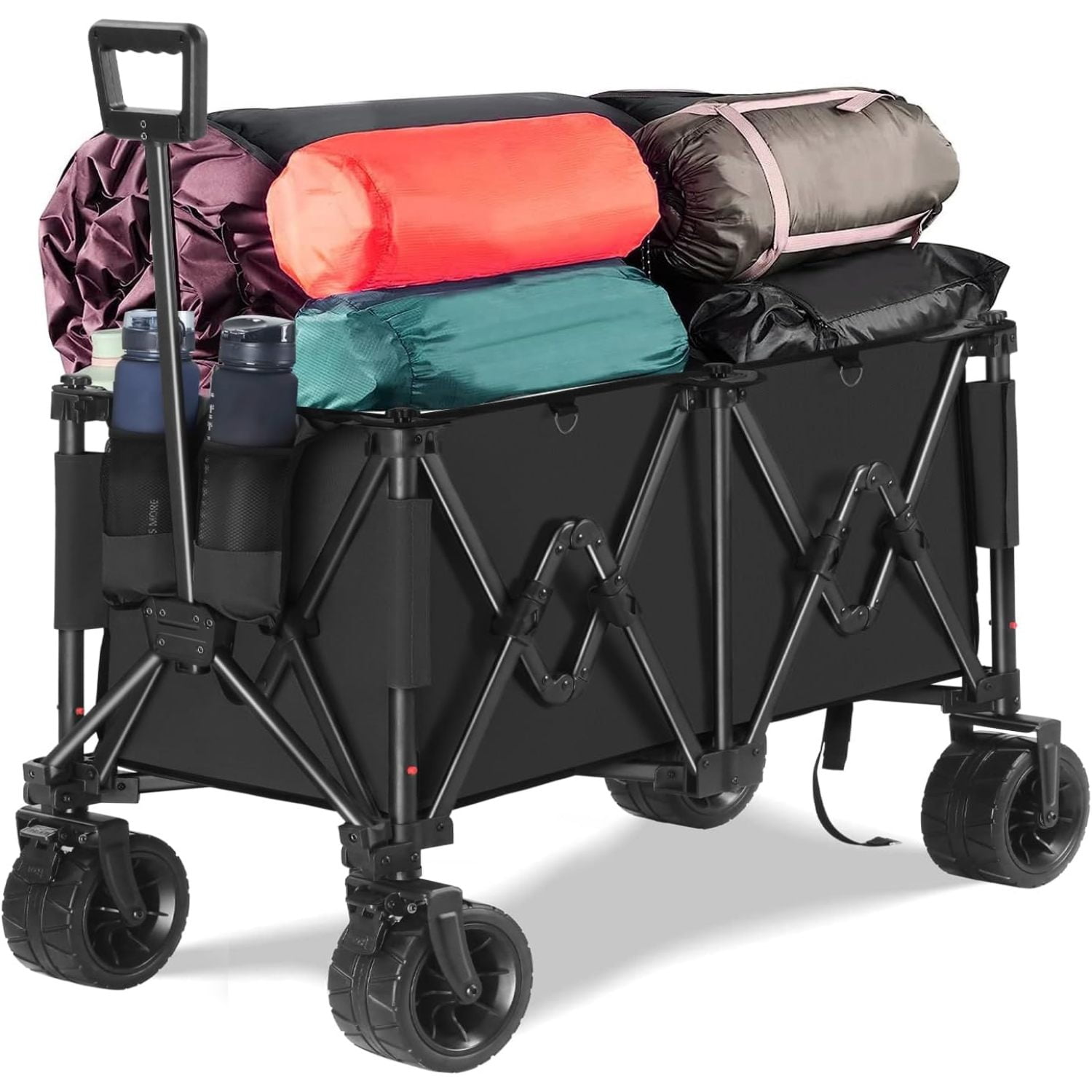 Outdoor Collapsible Wagon Cart, 150L Large & 400lbs Bearing Capacity ...