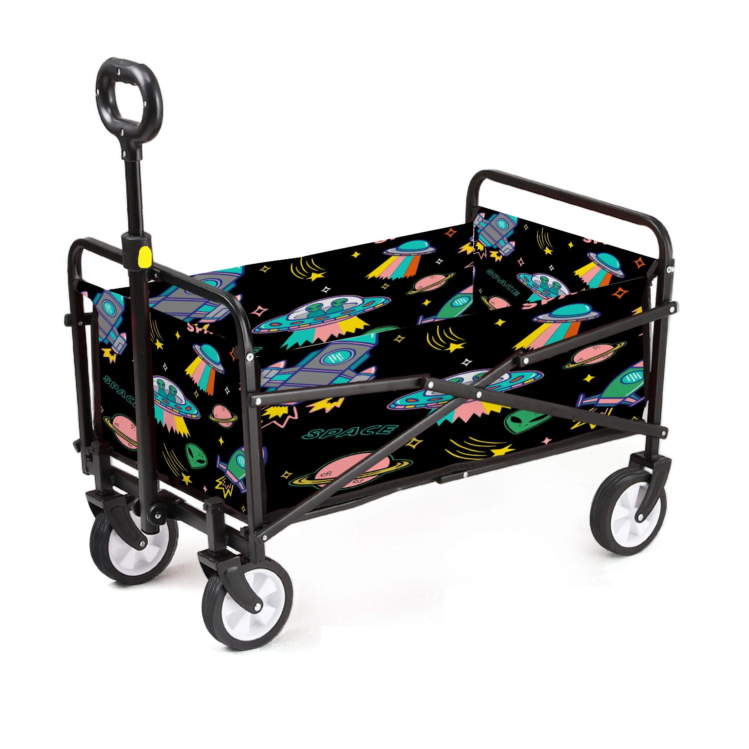 Outdoor Collapsible Wagon Cartoon colorful set seamless UFO aliens ...