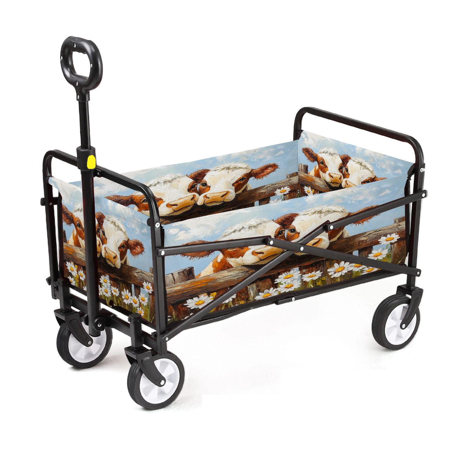 Outdoor Collapsible Wagon Couple Cow Love Themed Curious Funny Farm ...