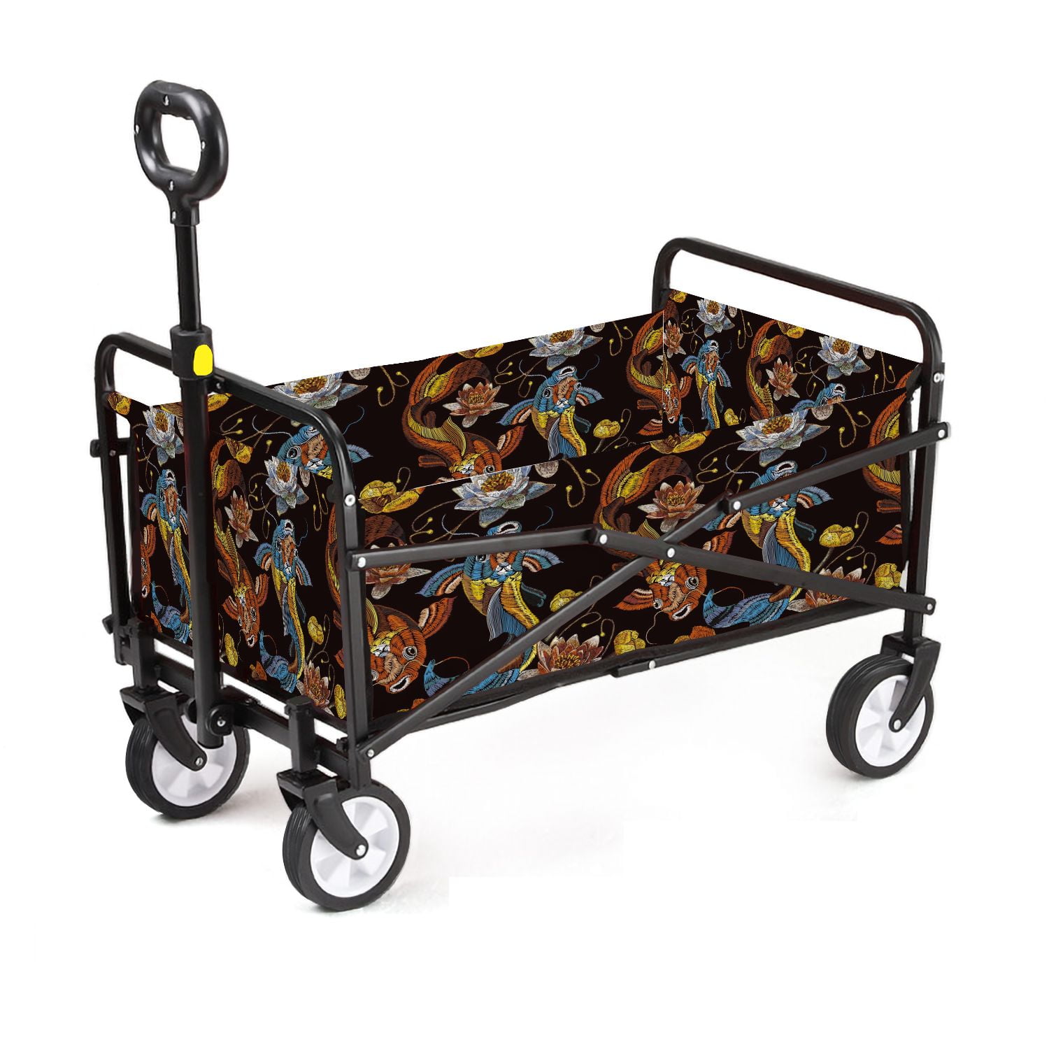 Outdoor Collapsible Wagon Embroidery vintage koi fish water lily ...