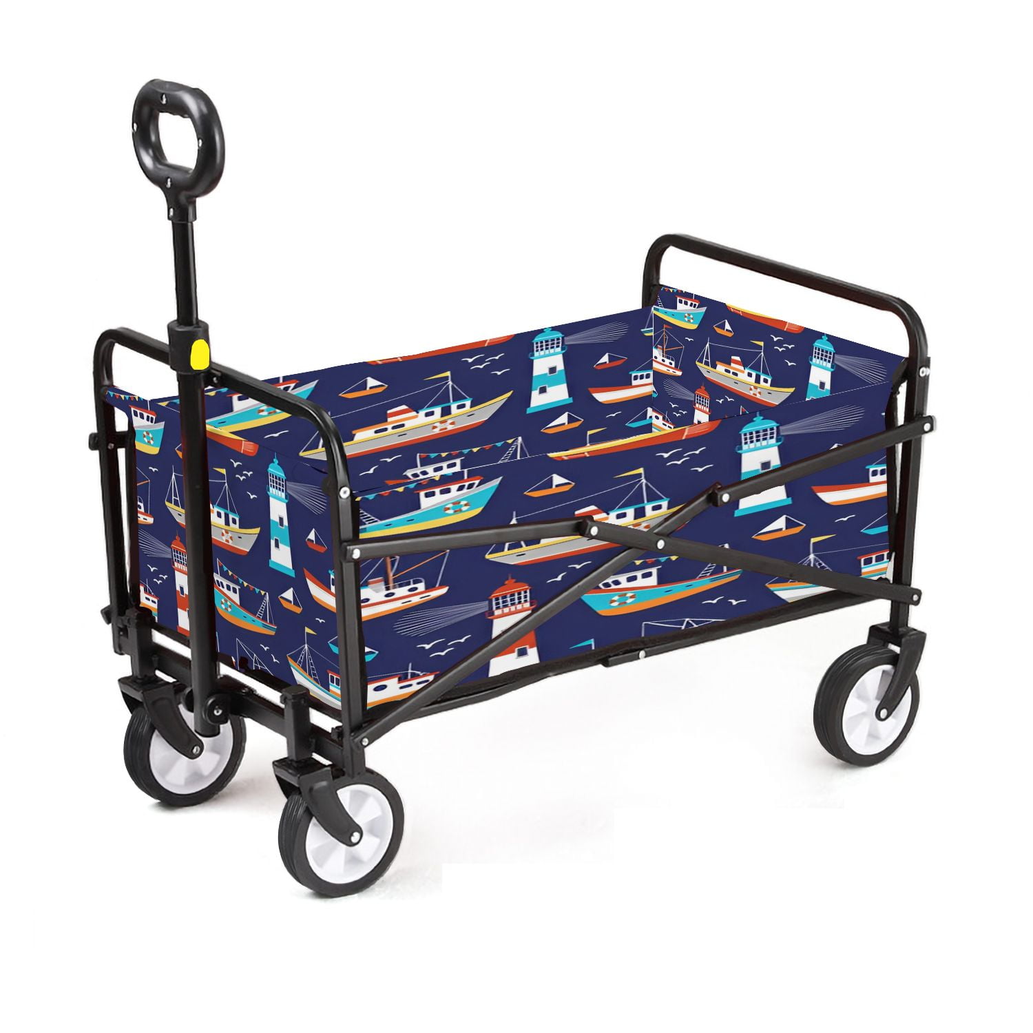 Outdoor Collapsible Wagon Hand drawn cute fishing boats seagulls ...