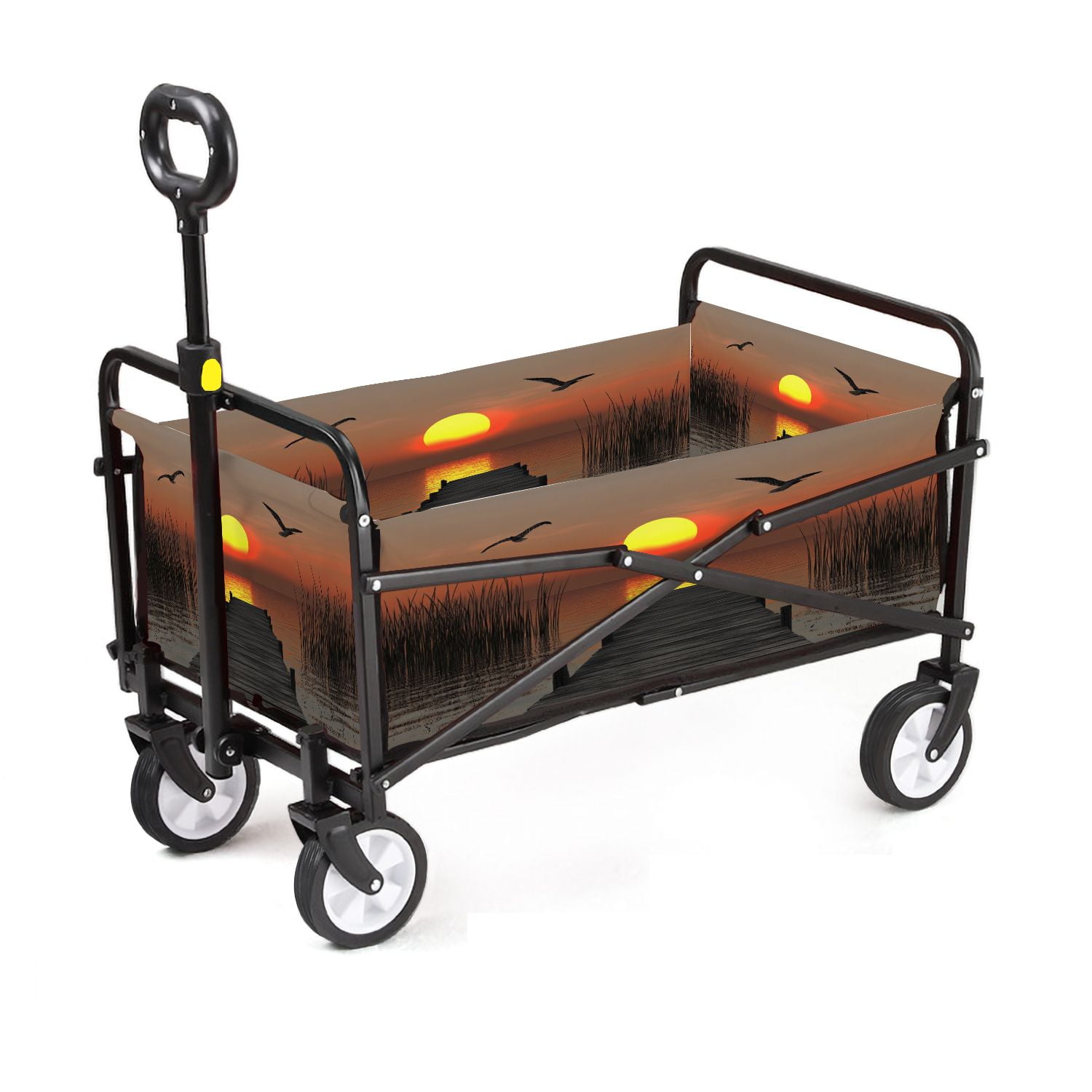 Outdoor Collapsible Wagon Jetty Sunset Lake Nature Landscape Wooden ...