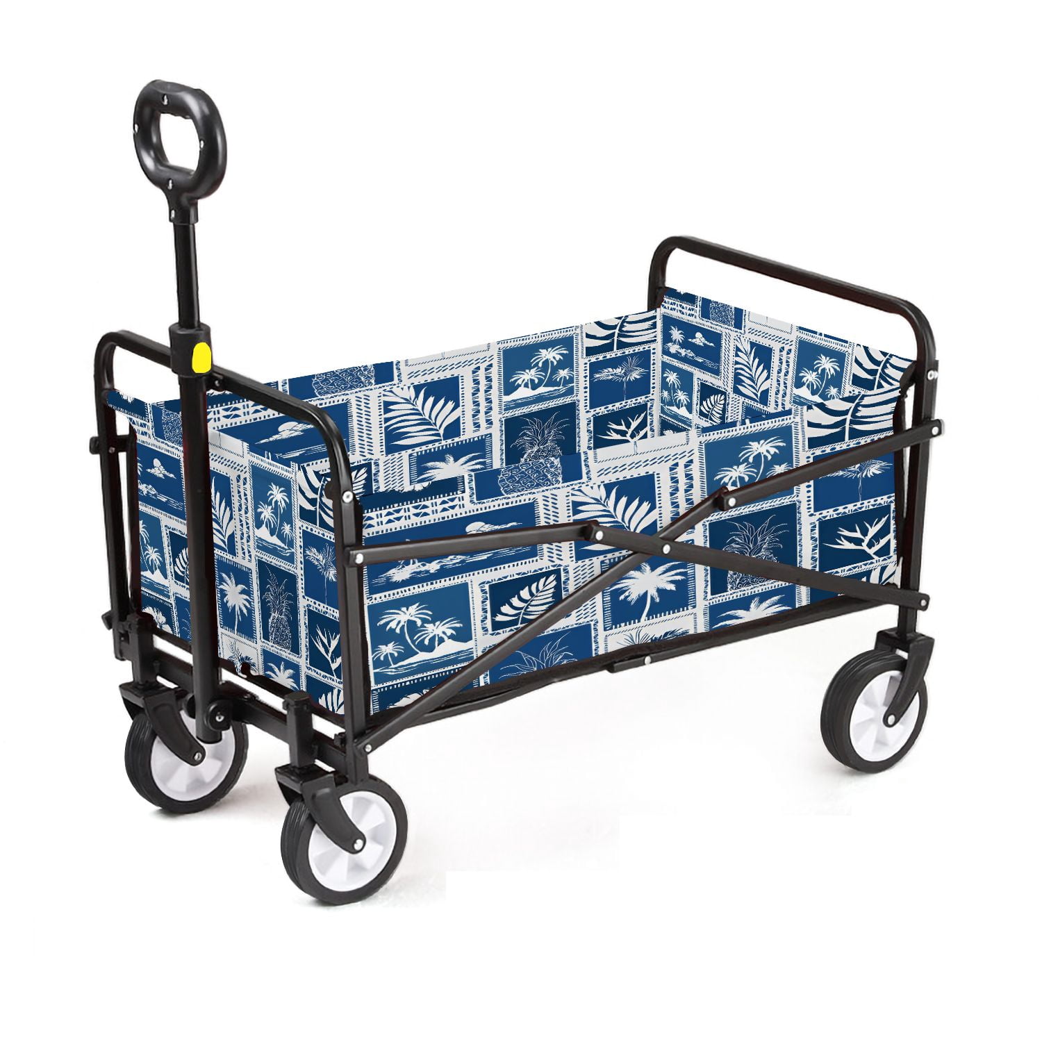 Outdoor Collapsible Wagon Retro Monotone Blue Tropical palm trees ...