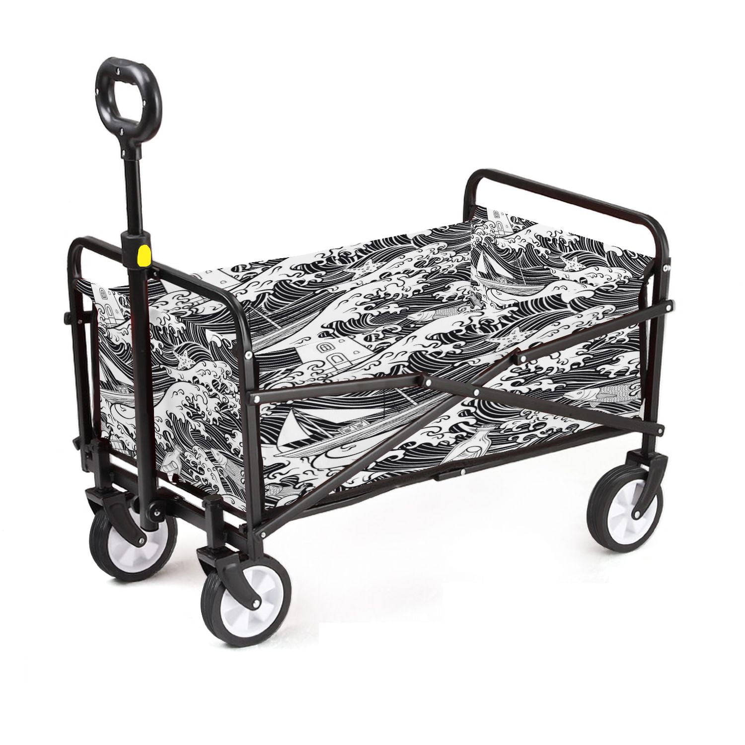 Outdoor Collapsible Wagon Seamless black white pattern abstract sea ...