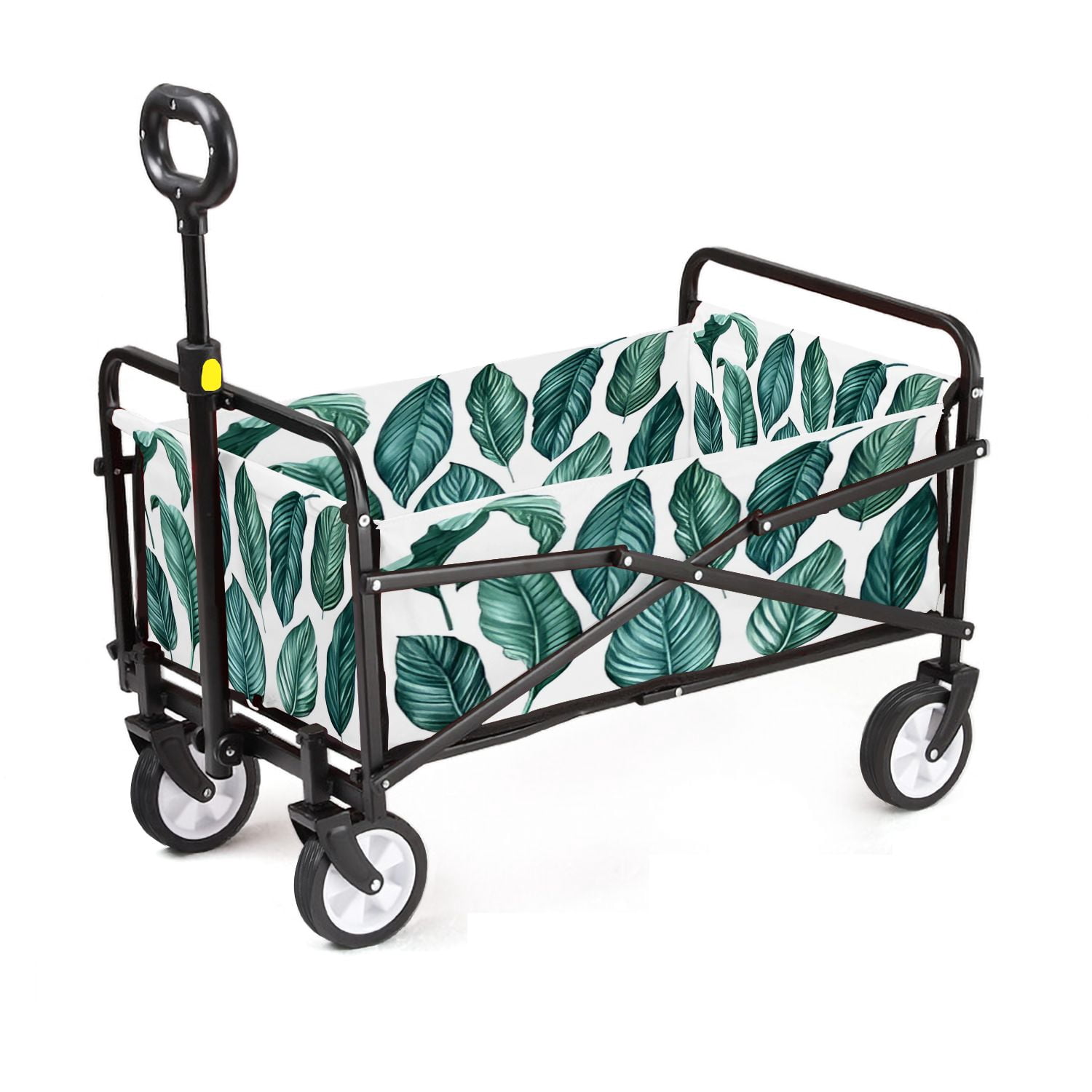Outdoor Collapsible Wagon Set dark green tropical leaves white ...