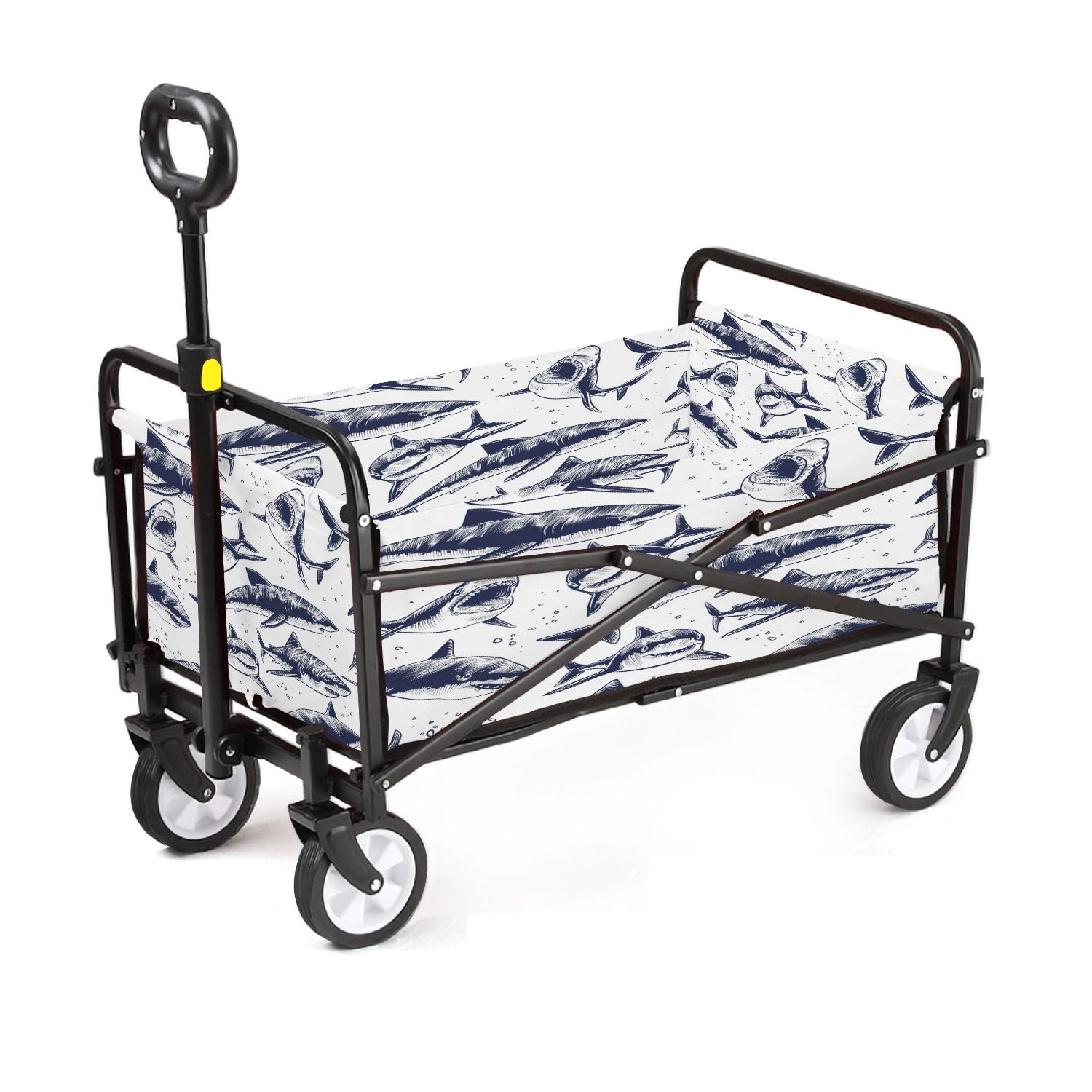 Outdoor Collapsible Wagon Sharks seamless pattern Hand drawn underwater ...