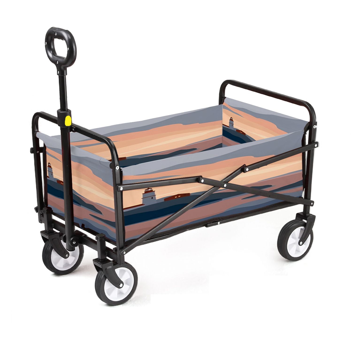 Outdoor Collapsible Wagon Sunset landscape boho shape style Abstract Mountains lighthouse ...