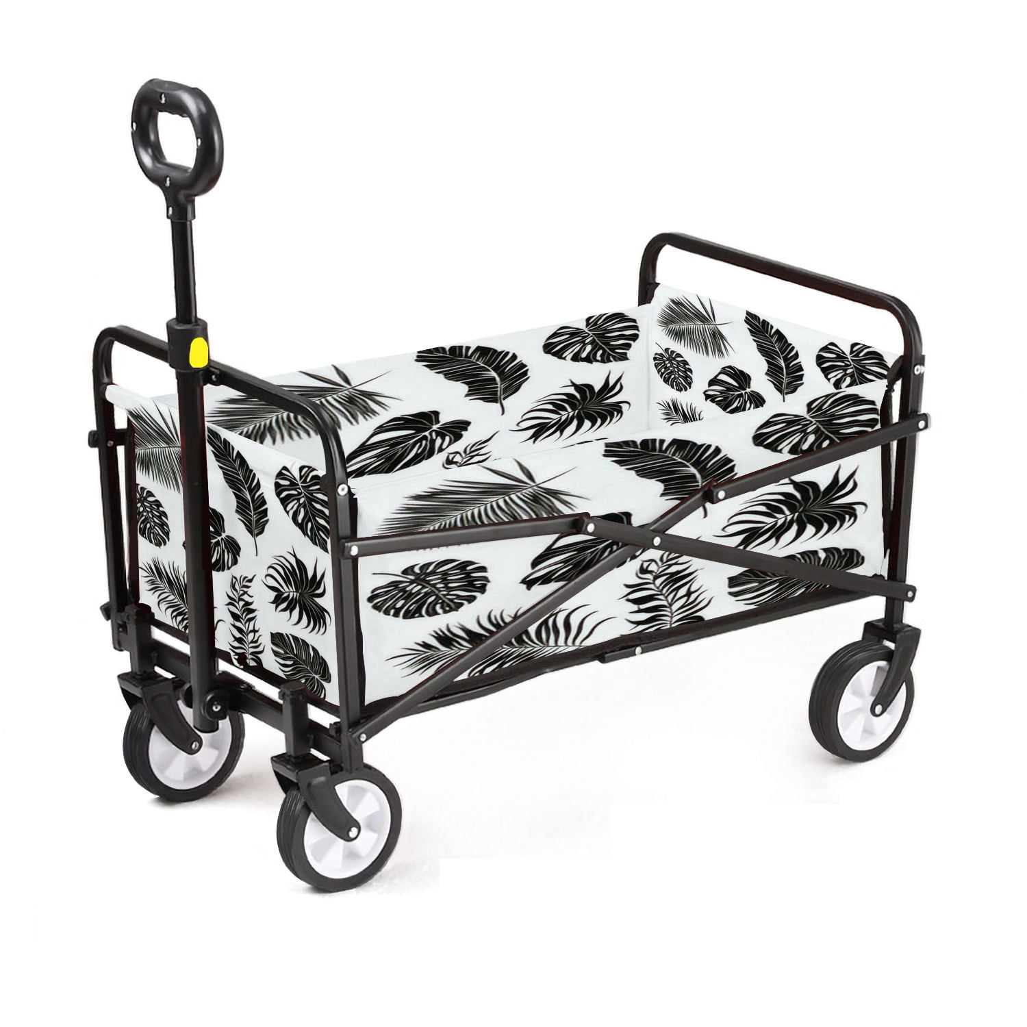 Outdoor Collapsible Wagon palm leaves set black white Camping Garden ...