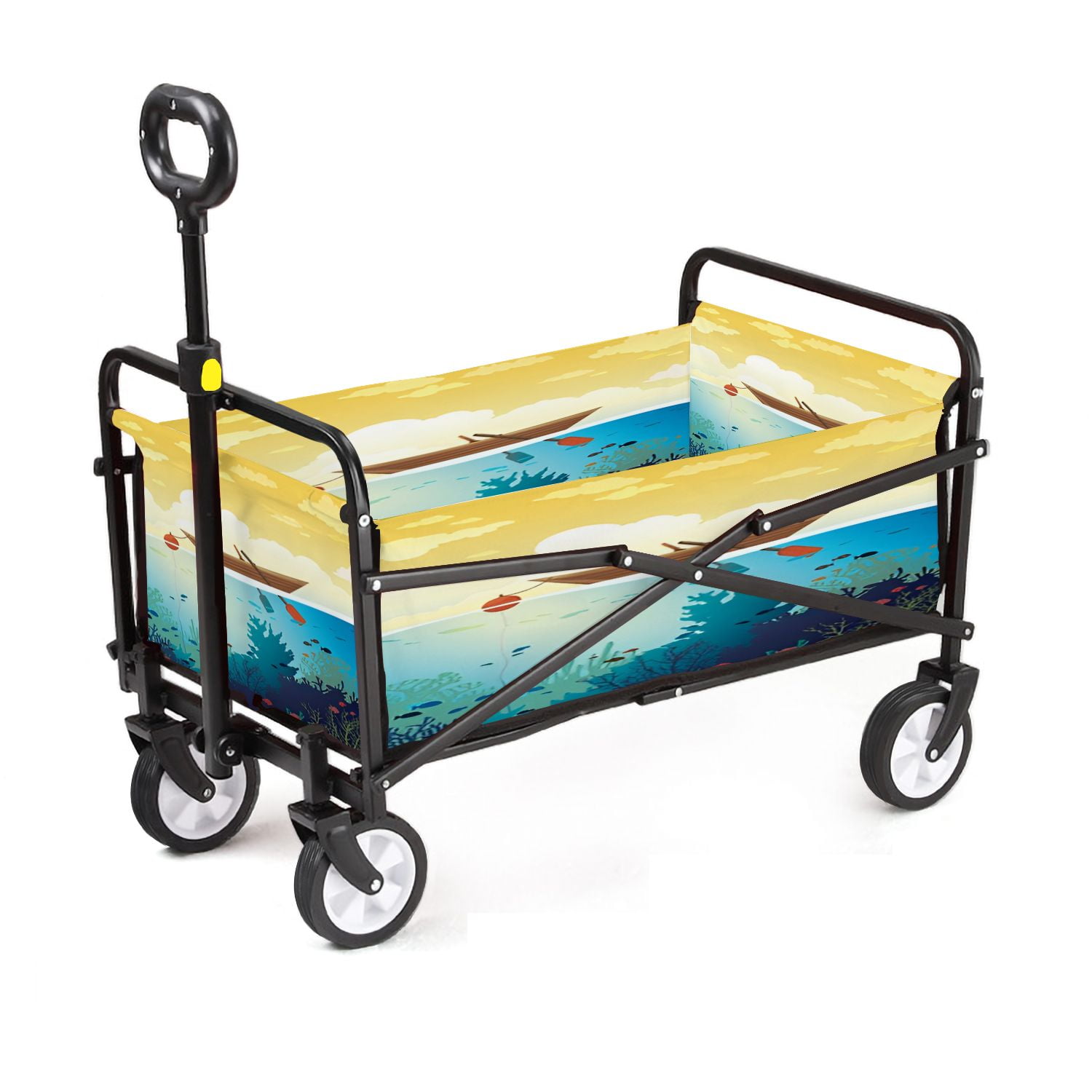 Outdoor Collapsible Wagon seascape wooden boat sunset sky underwater ...