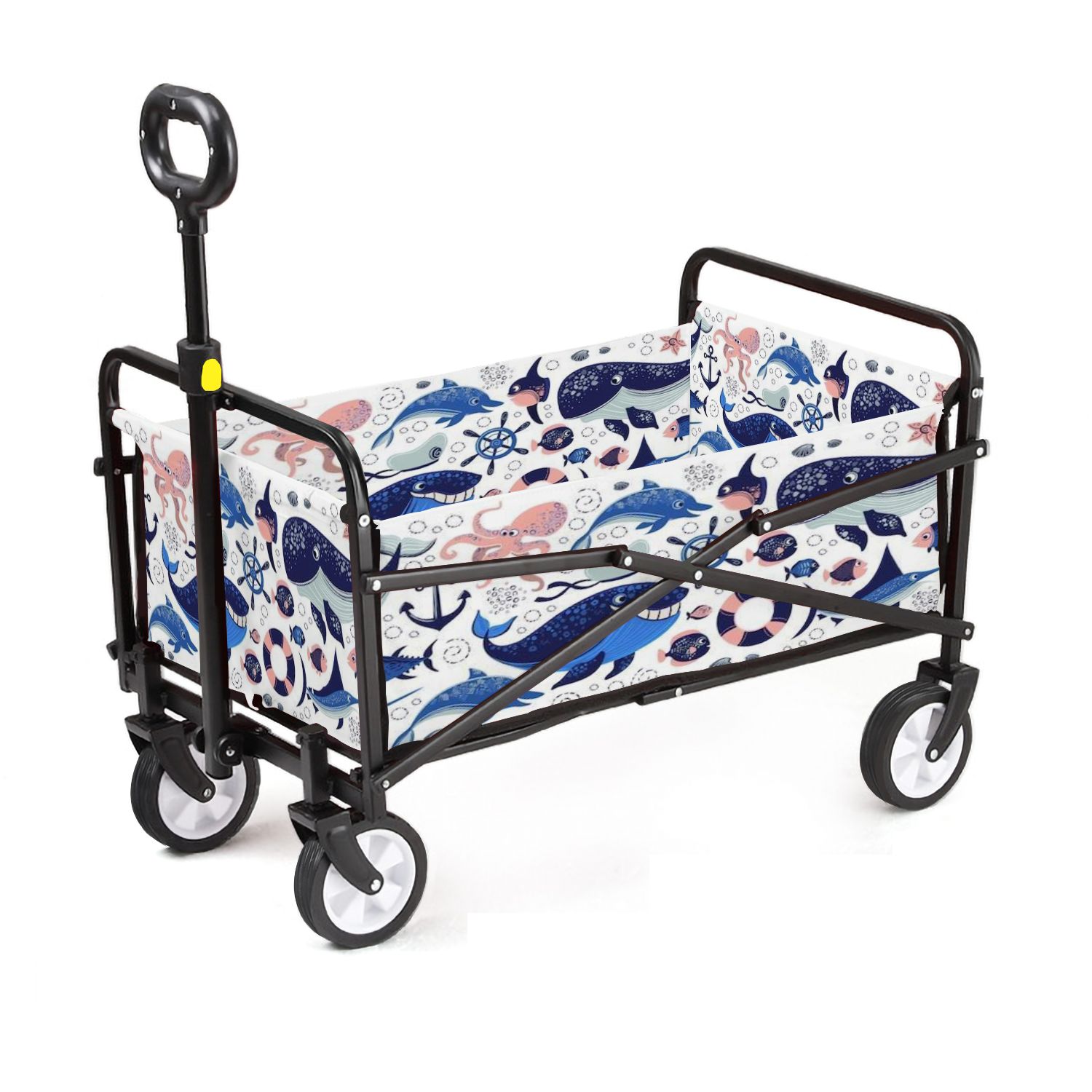 Outdoor Collapsible Wagon simless horizontal pattern animals fish white ...