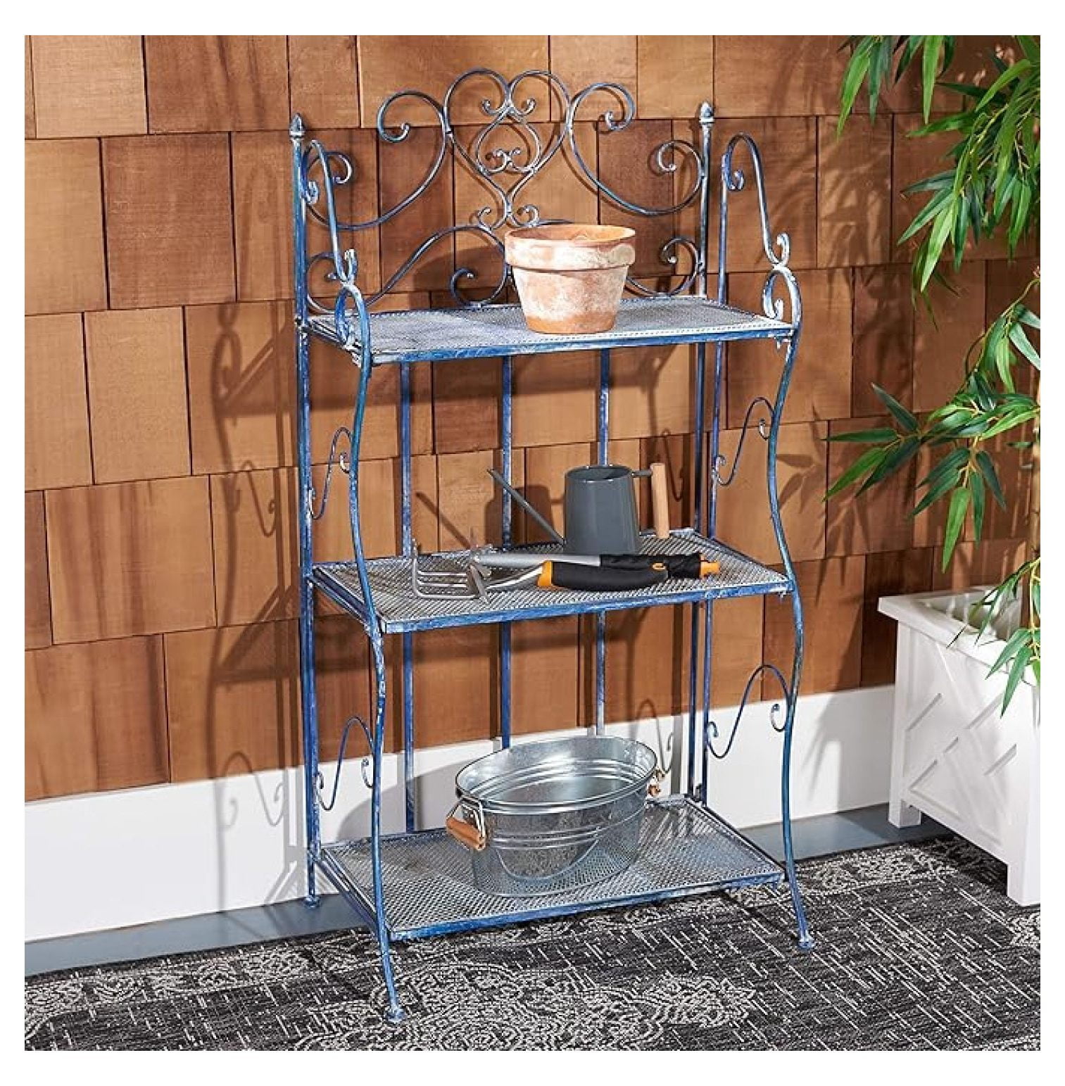 Outdoor Collection Torus Antique Blue 3-Tier Shelf (Fully Assembled ...