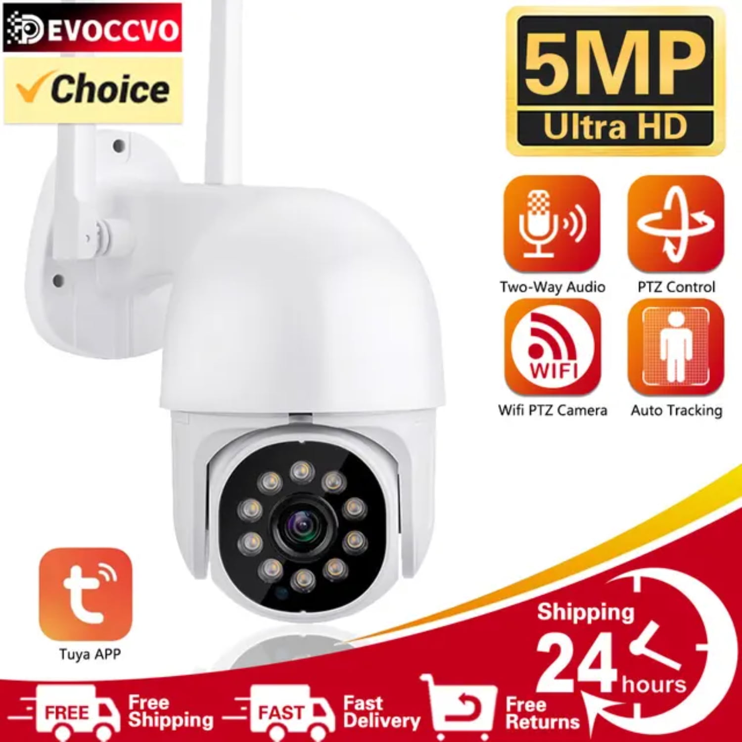 Outdoor Color Night Vision 5MP Mini Speed Dome CCTV Camera with Auto ...